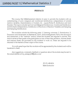 Annex-E - Sworn - BS Statistics - Studocu