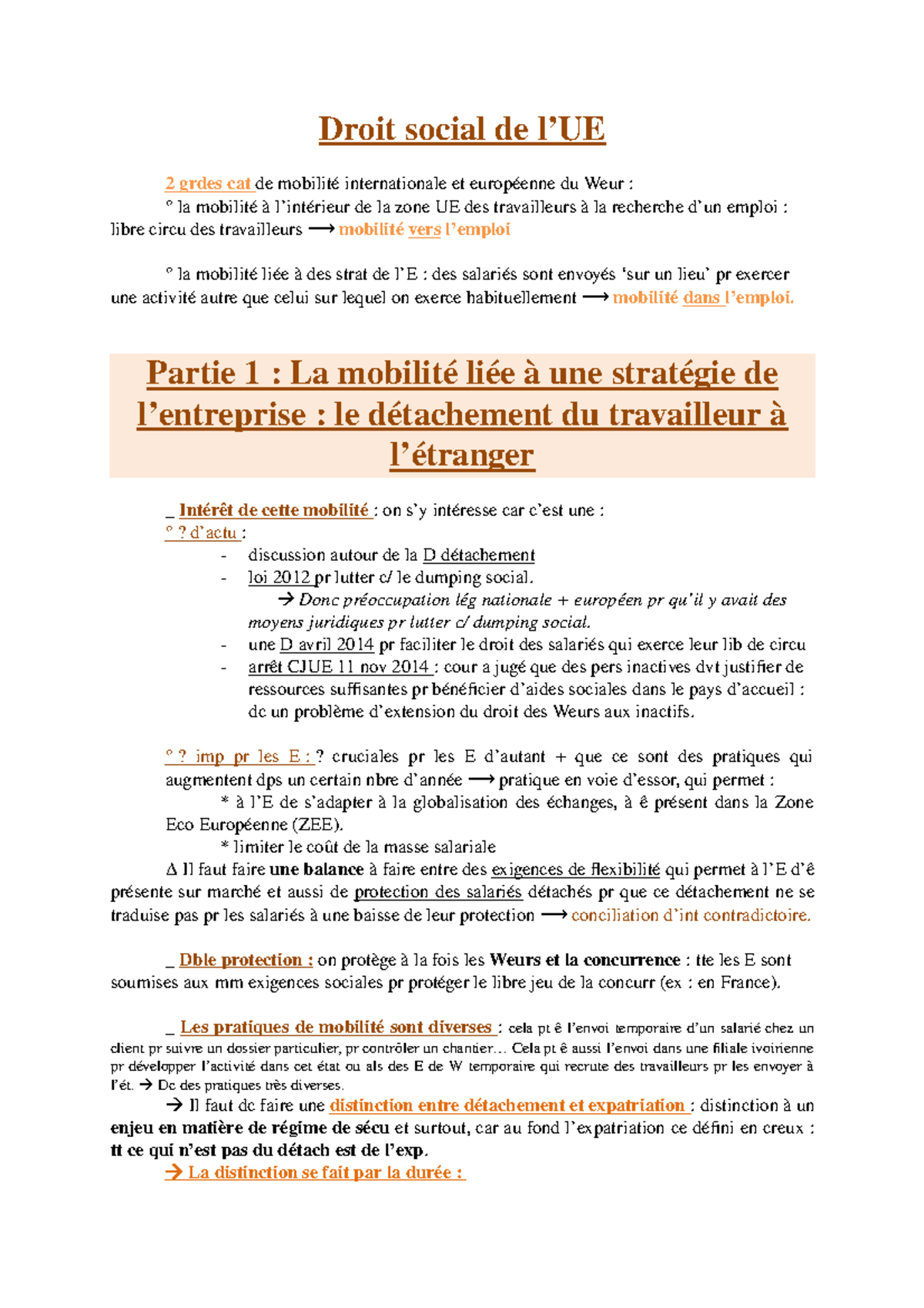 Fiches Droit social de l’UE - Droit social de 2 grdes cat de ...