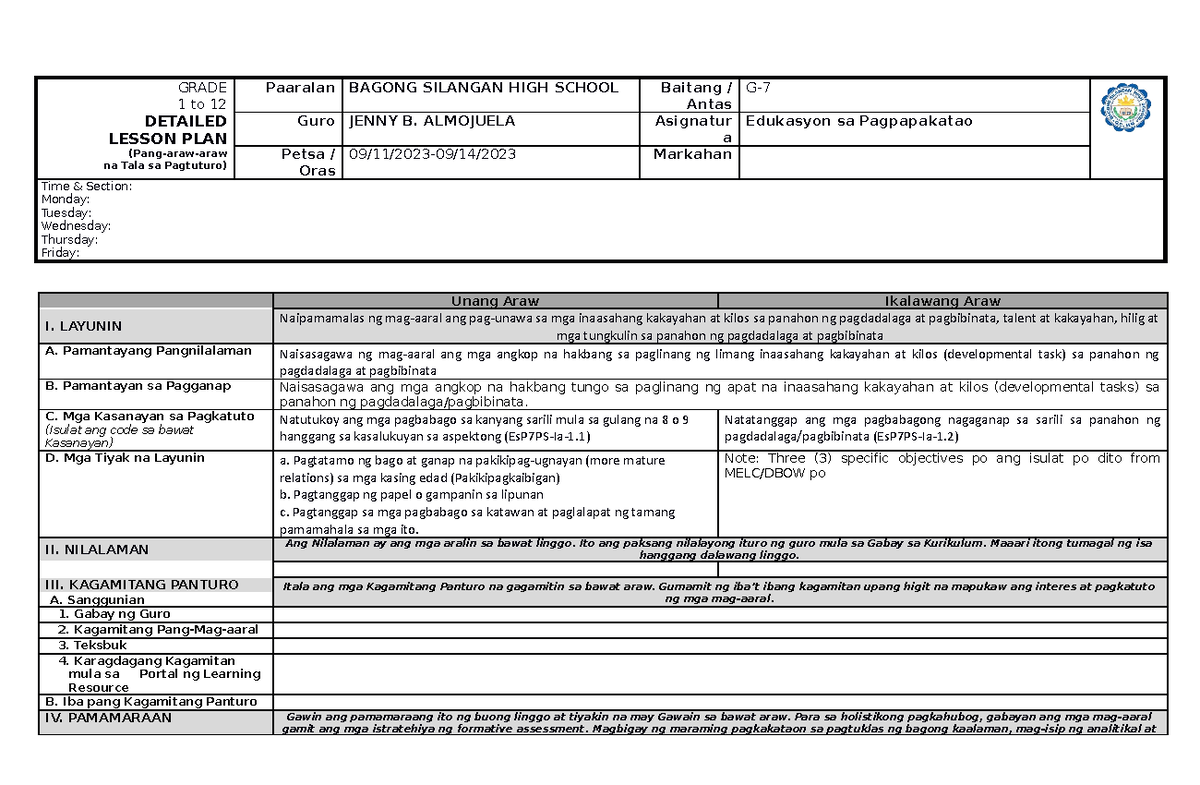 Enhanced Detailed-Lesson-Plan template Alona - GRADE 1 to 12 DETAILED ...
