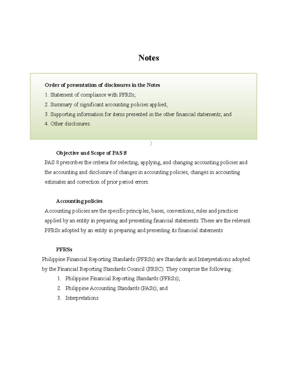 Chap - Notes - Notes Order of presentation of disclosures in the Notes ...