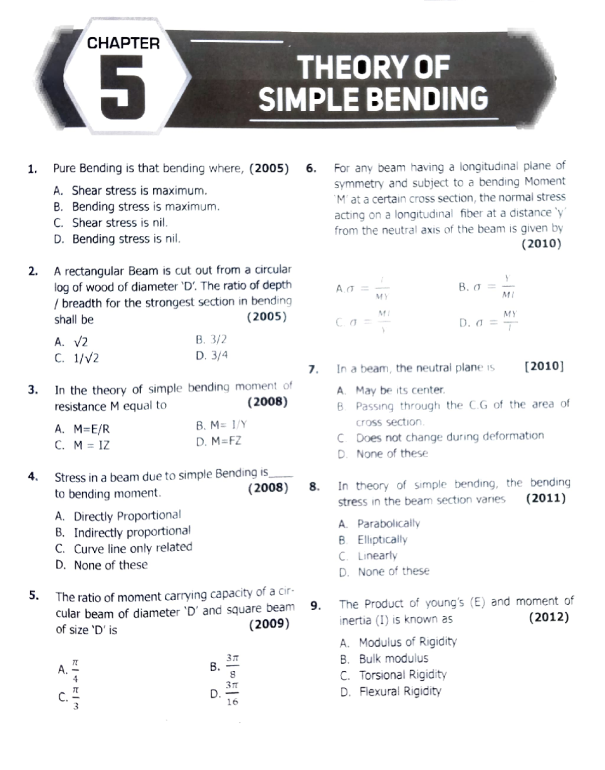 Theory Of Simple bending - CHAPTER 5 THEORY OF SIMPLE BENDING Pure ...