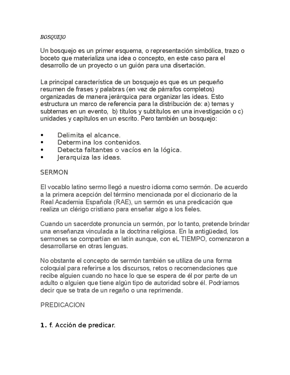 01 - Apuntes varios - BOSQUEJO Un bosquejo es un primer esquema, o ...