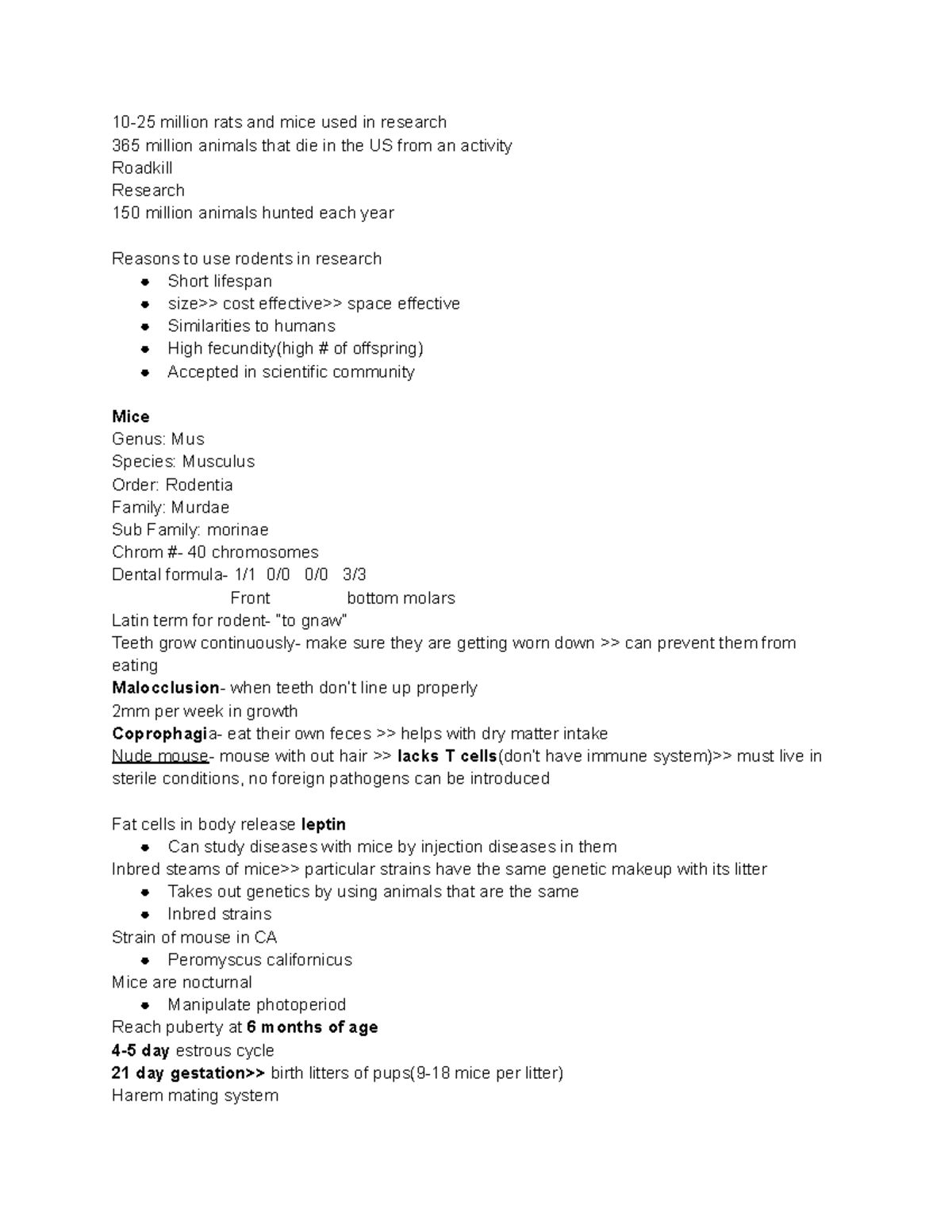 Lab Companion Animals Notes and Definitions - 10-25 million rats and ...