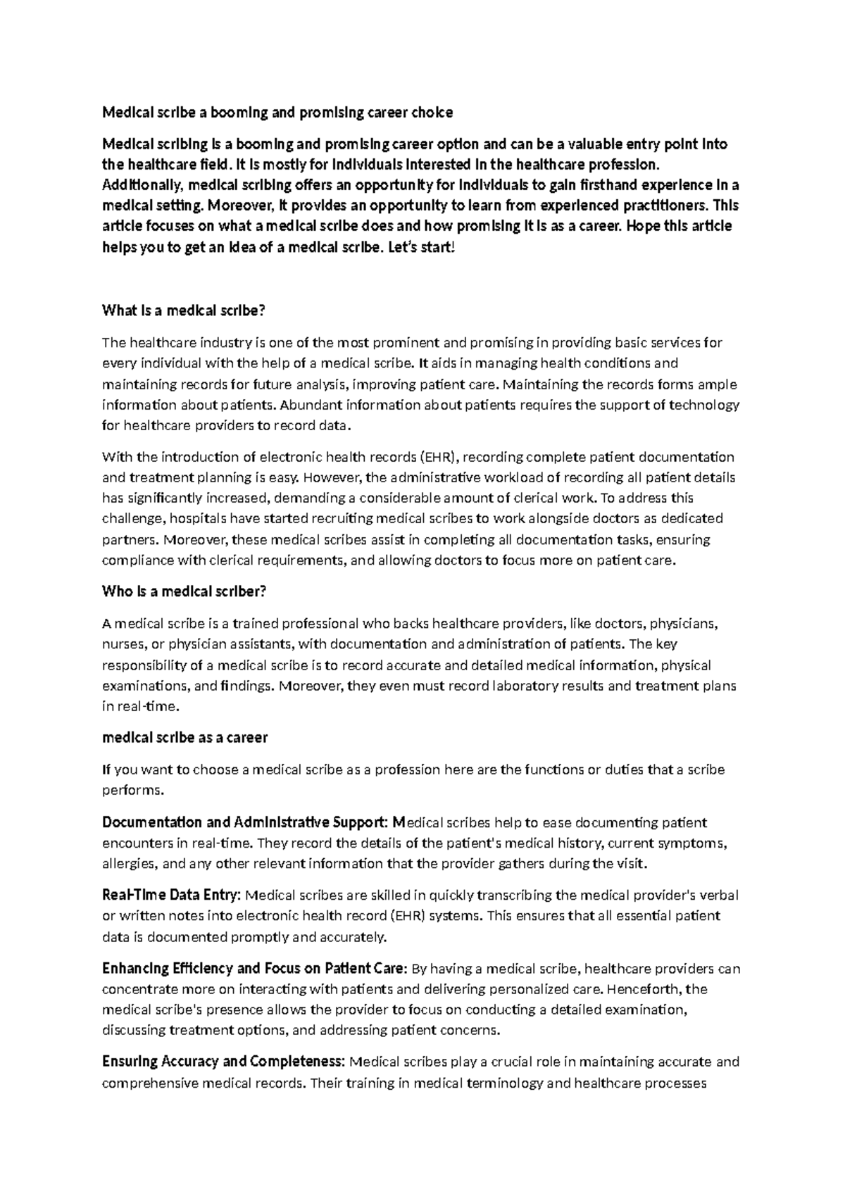 Introduction to the medical scribe - Medical scribe a booming and ...