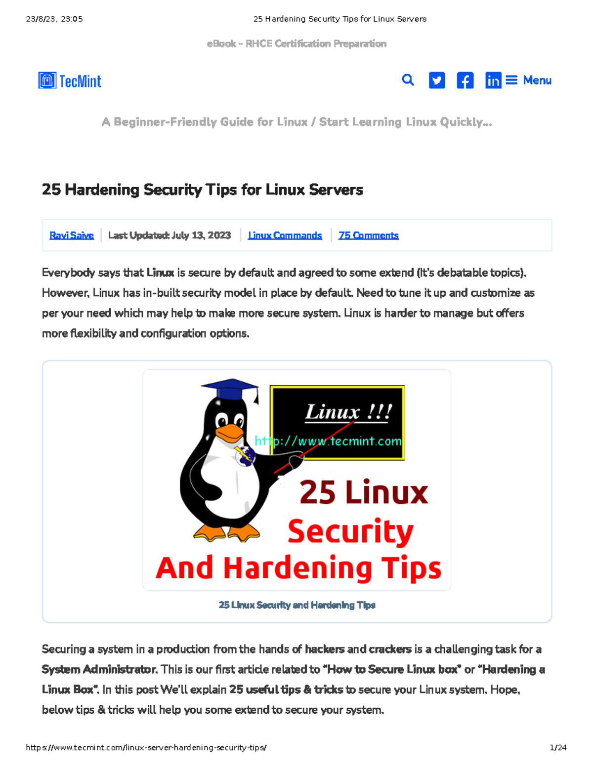 Sugerencia 00 Hardening 25 Security Tips for Linux Servers - eBook ...