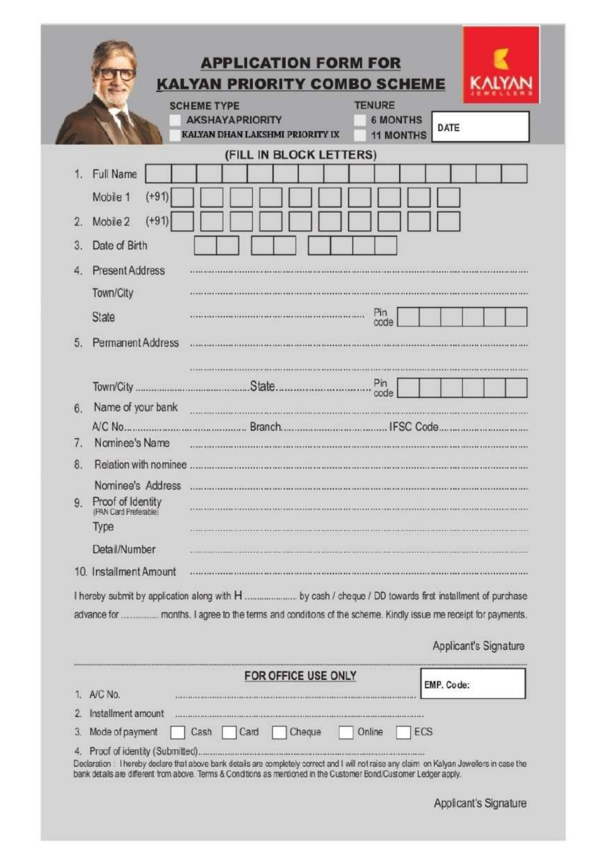 Dhan lakshmi priority - Kdkfk - APPLICATION FORM FOR KALYAN PRIORITY ...
