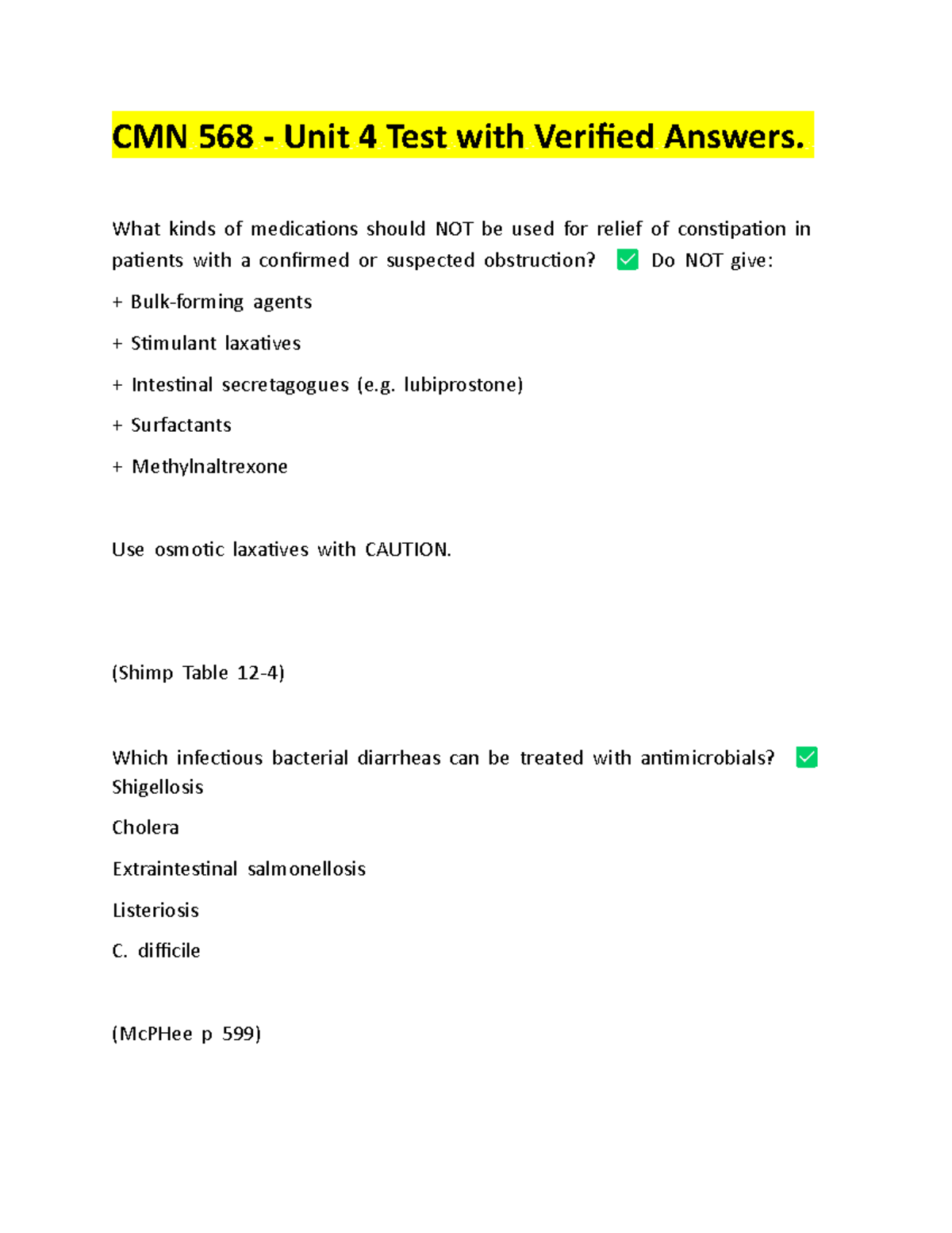 CMN 568 - Unit 4 Test with Verified Answers. - CMN_- 568 _-Unit_- 4 ...