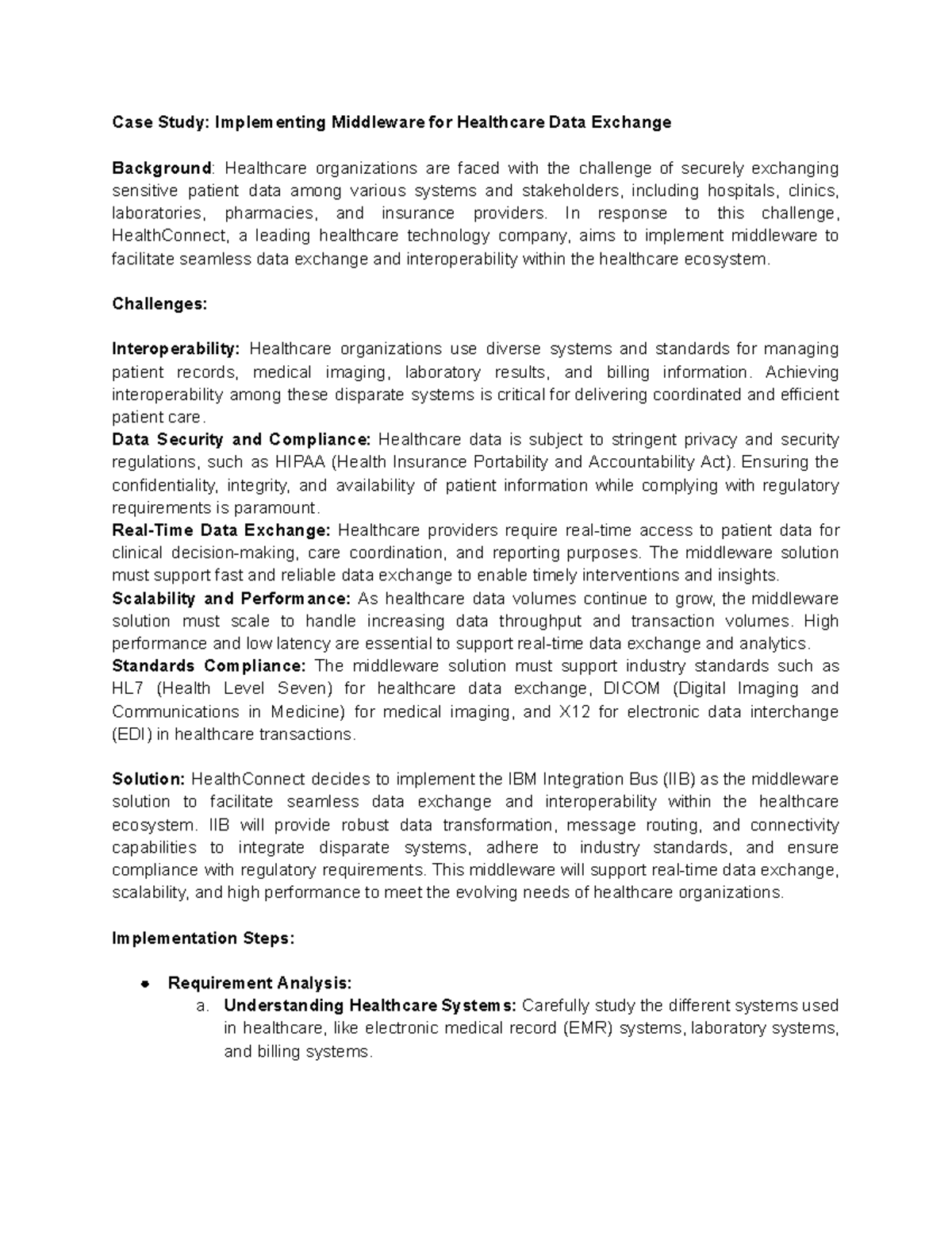 Case Study - Implementing Middleware for Healthcare Data Exchange - Case Study: Implementing ...