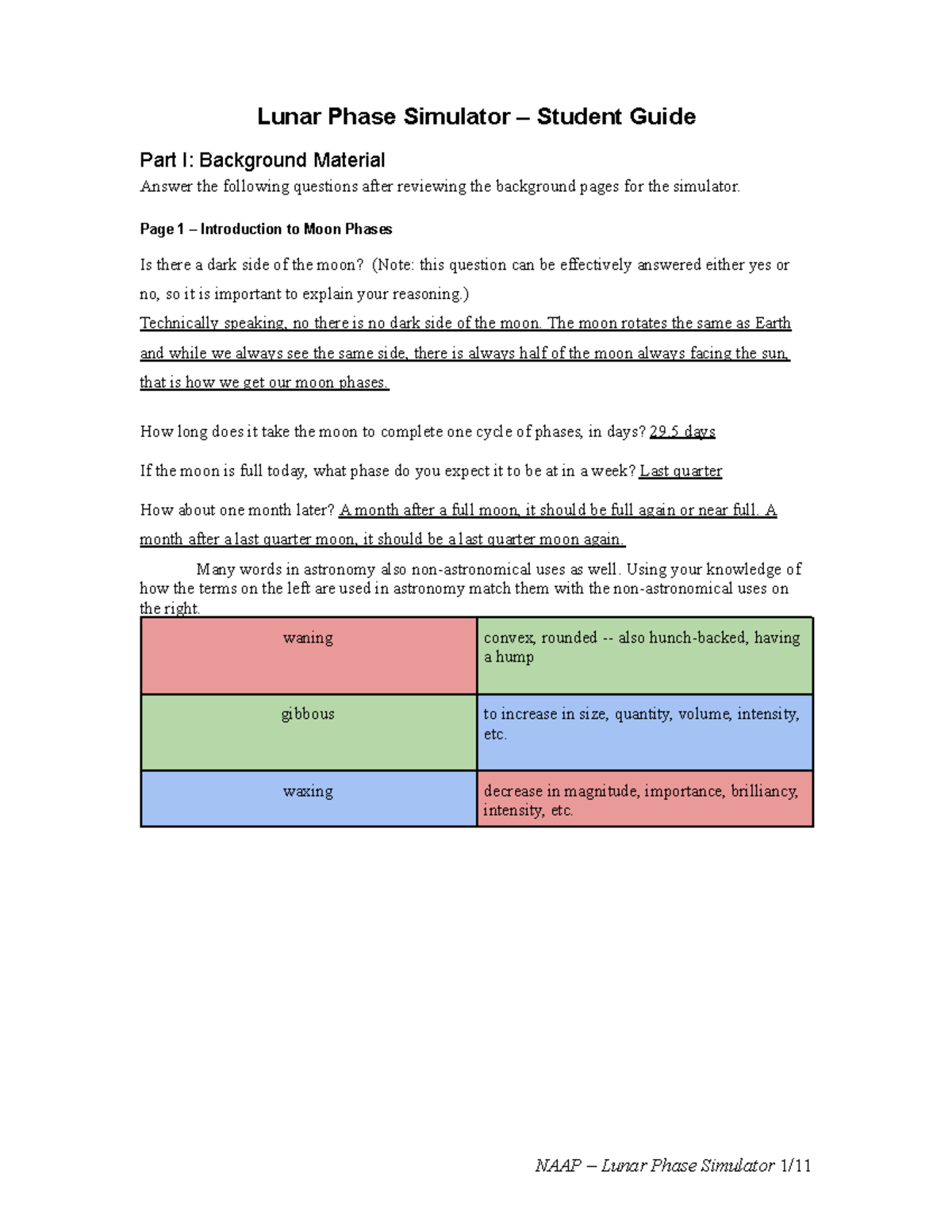 Lab 3 Lunar Phase Simulator - Lunar Phase Simulator – Student Guide ...