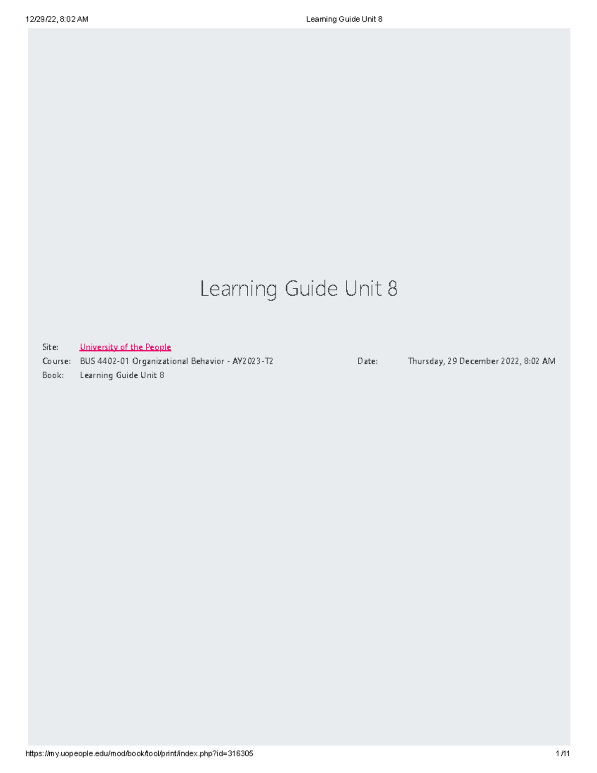 08.Learning Guide Unit 8 - Learning Guide Unit 8 Site: University of the People Course: BUS 4402 ...