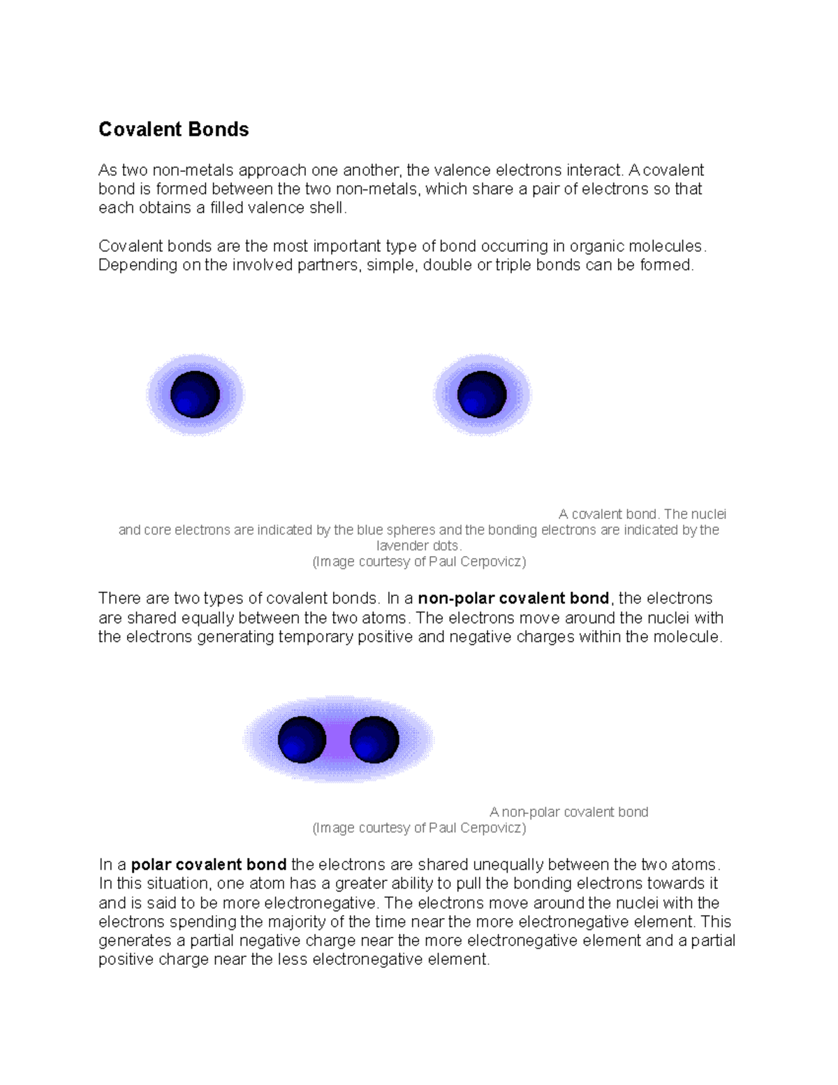 Covalent Bonds - Answers - Covalent Bonds As two non-metals approach ...