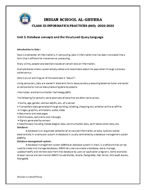 Sample test SQL with answer key - INDIAN SCHOOL AL-GHUBRA CLASS XI ...