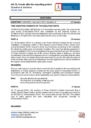 IAS 16 Examples and questions - IAS 16, Property, Plant and Equipment ...