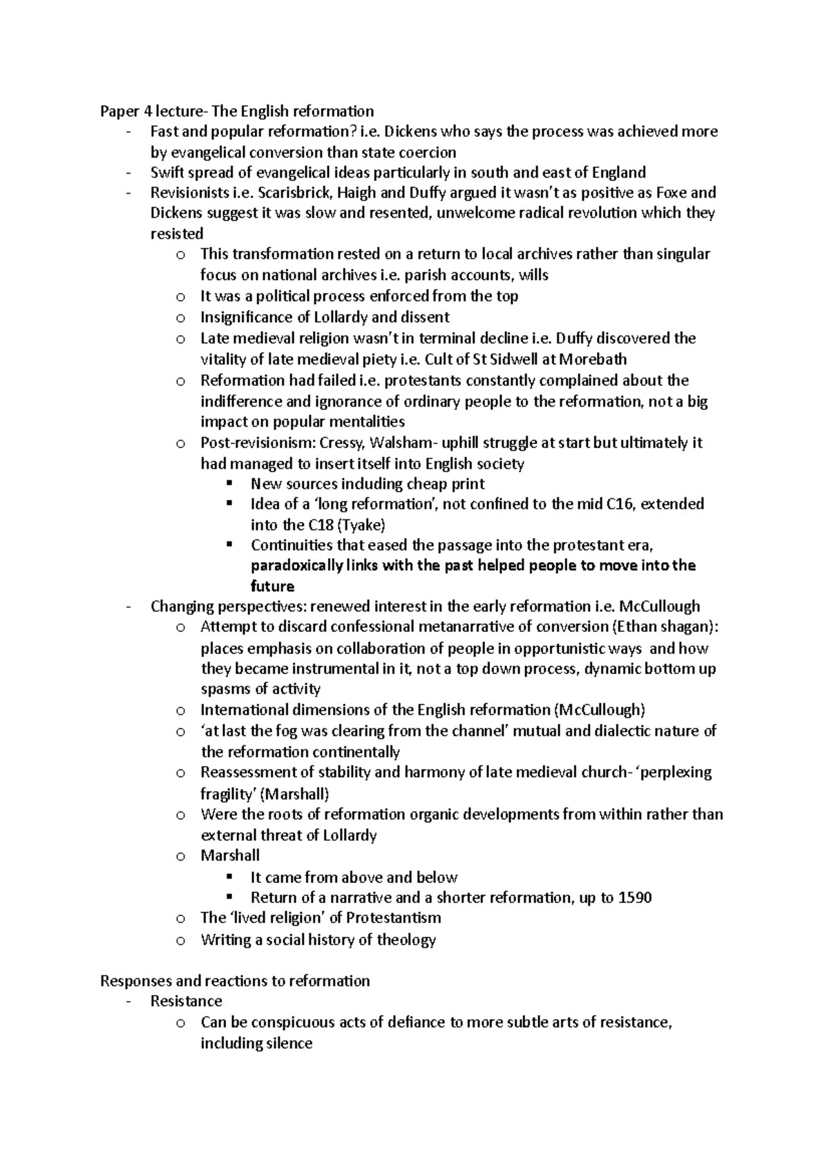 Paper 4 lecture- English reformation - Paper 4 lecture- The English ...