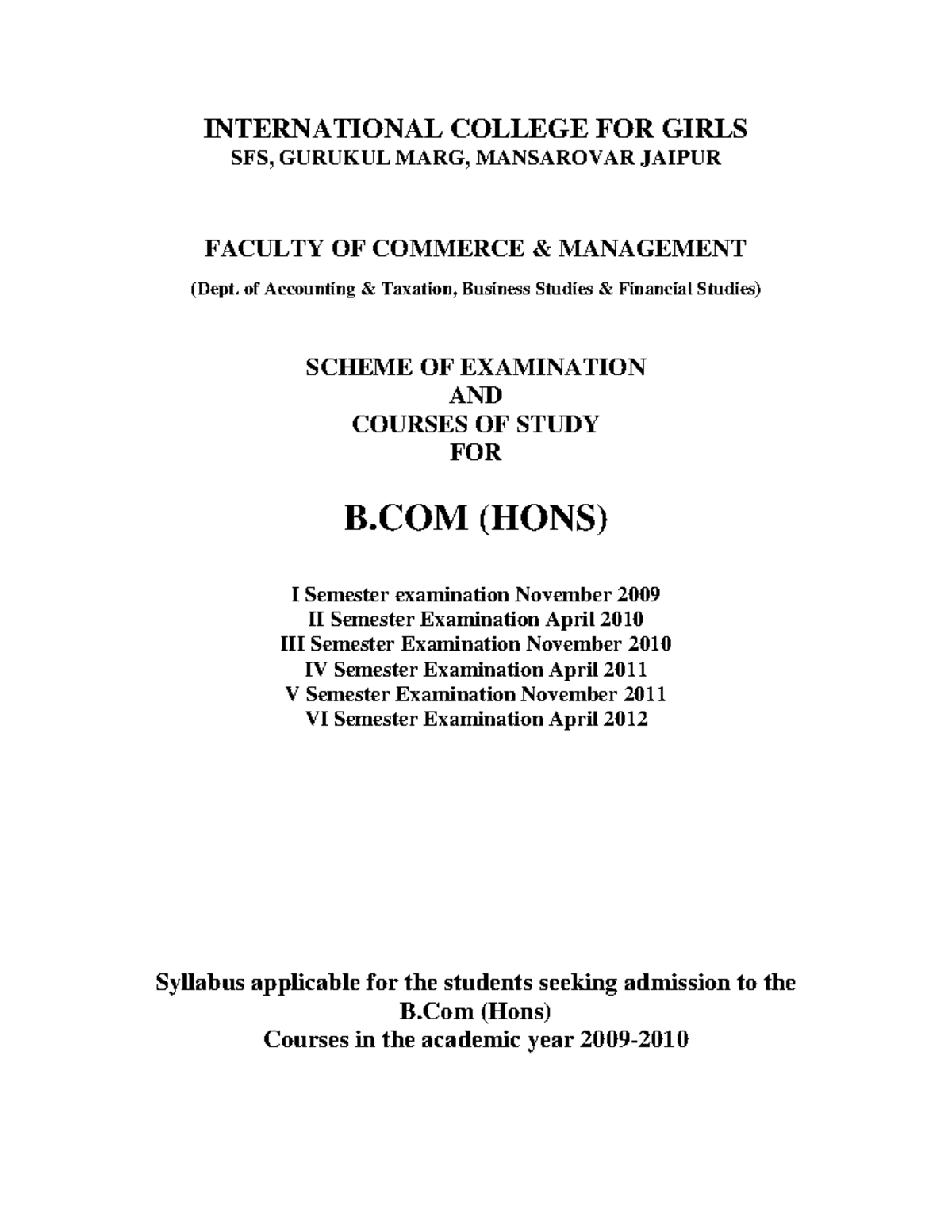 BCOM - Study materials - INTERNATIONAL COLLEGE FOR GIRLS SFS, GURUKUL MARG, MANSAROVAR JAIPUR ...