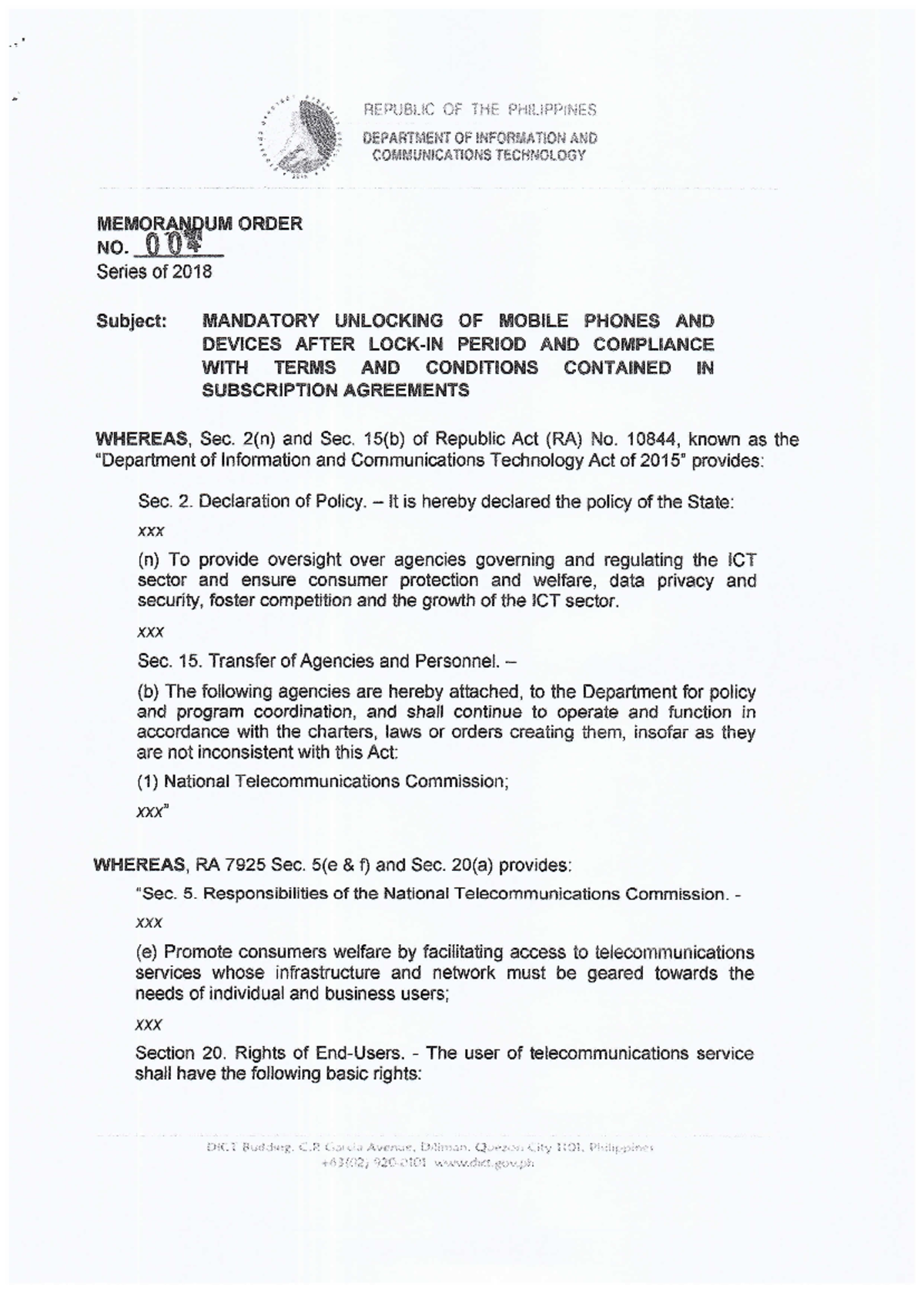 Mandatory Unlocking OF Mobile Phones AND Devices After LOCK-IN Period ...
