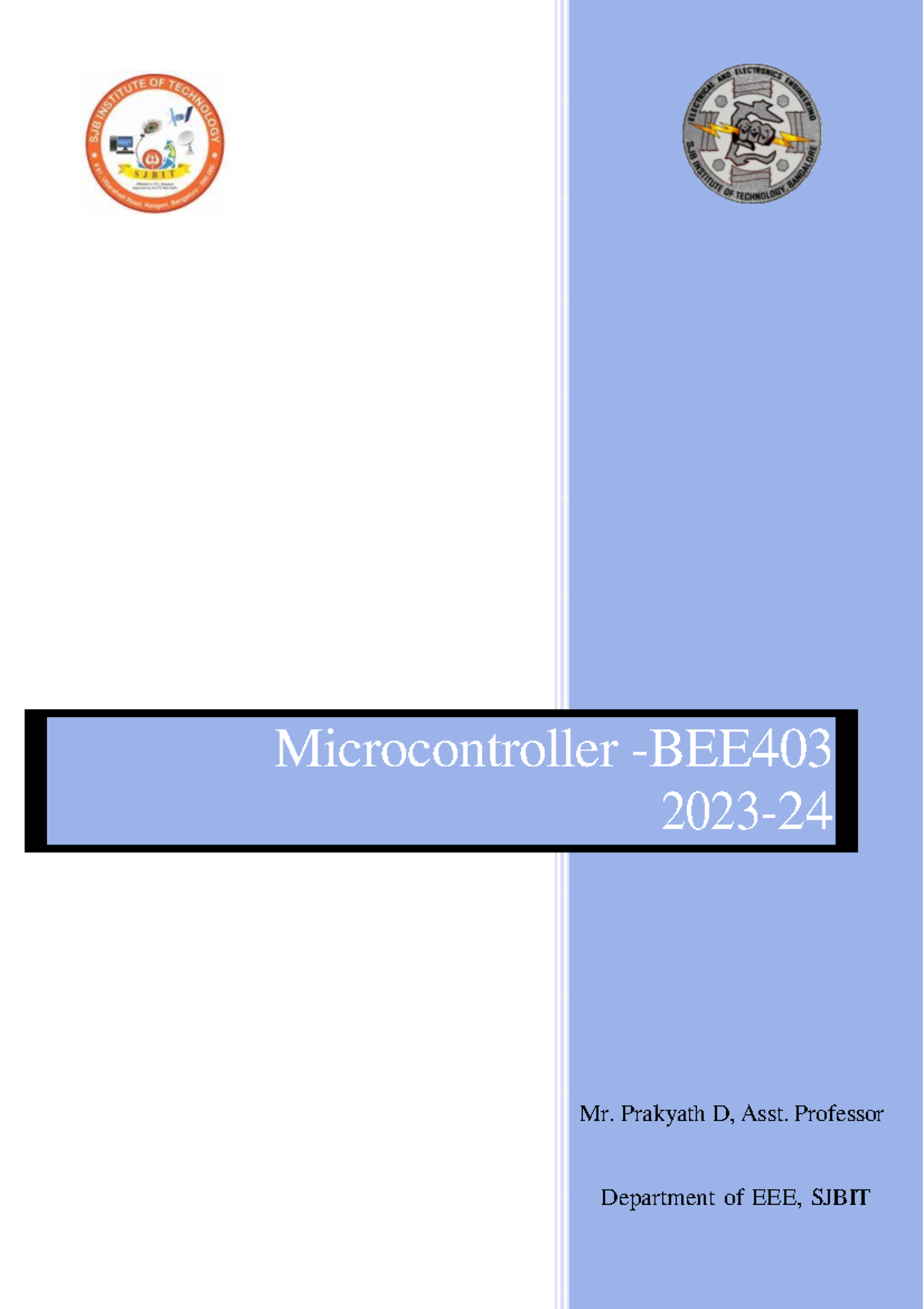 Module-3-2 - Go through - Mr. Prakyath D, Asst. Professor Department of EEE, SJBIT ...