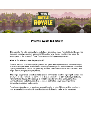 Parents guide to Fortnite - Parents’ Guide to Fortnite The craze for ...