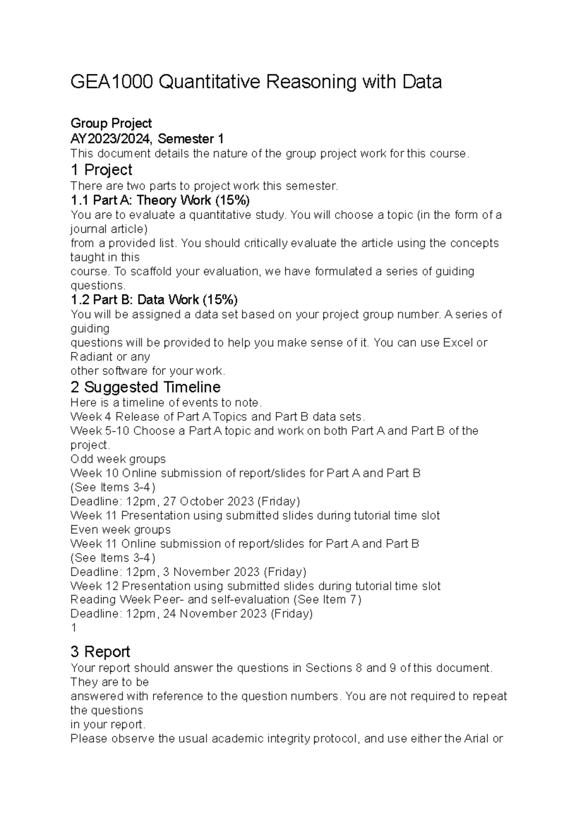 Project information - GEA1000 Quantitative Reasoning with Data Group Project AY2023/2024 ...