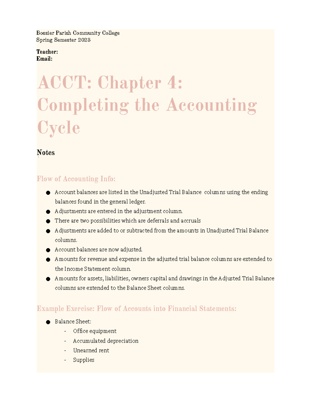 ACCT Chapter 4 Completing the Accounting Cycle - Bossier Parish ...