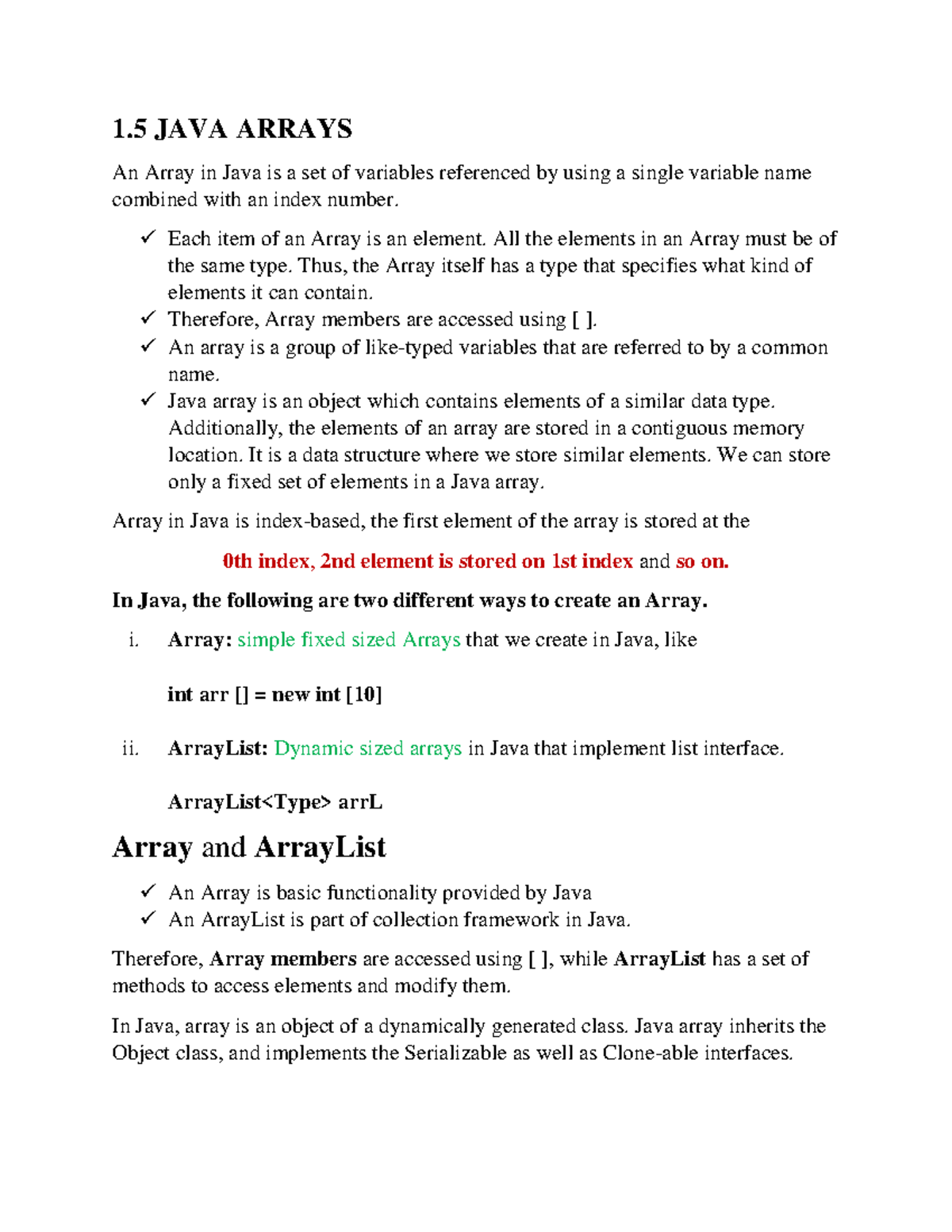 1java Programming Language Arraysdocx 2 1 Java Arrays An Array In 3744