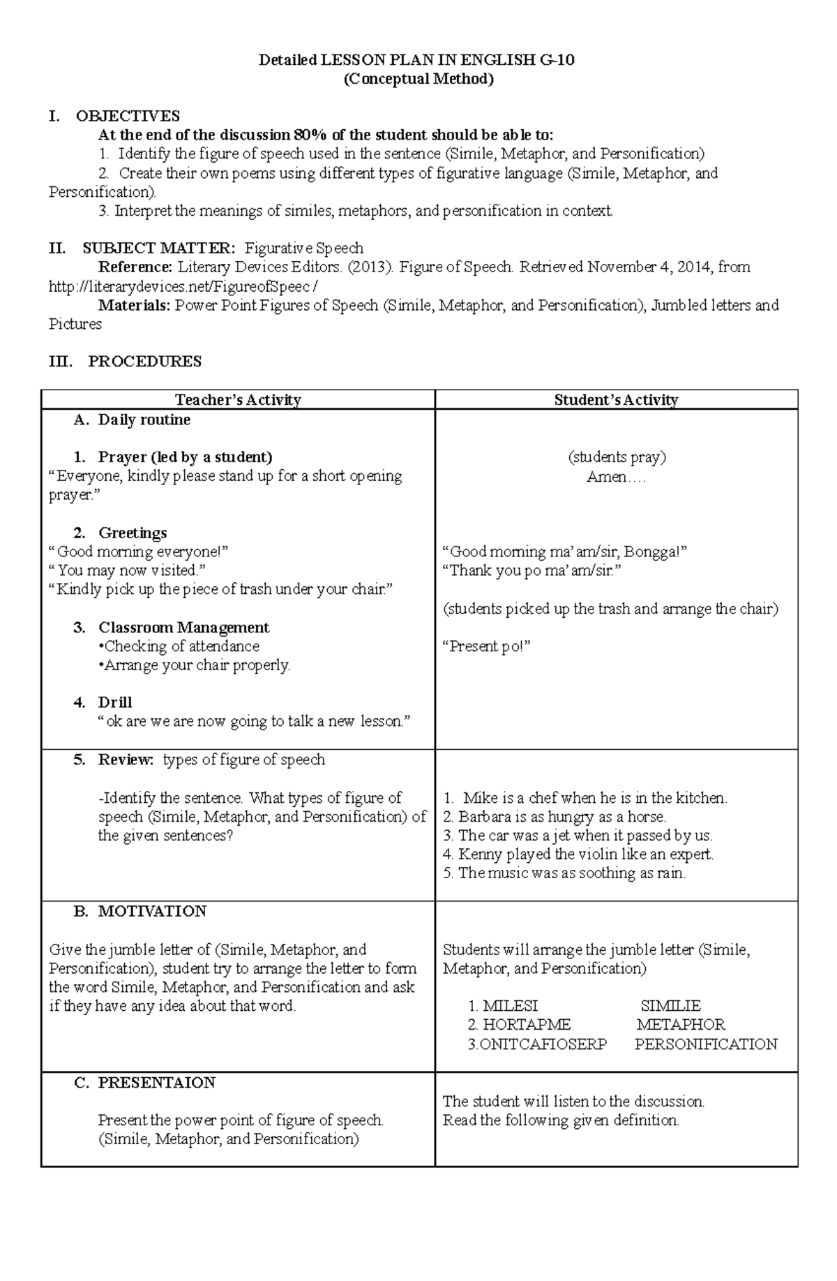 Lazaro-BSED-E 1-1- Detailed Lesson PLAN- G10- Conceptual Method - Detailed LESSON PLAN IN ...