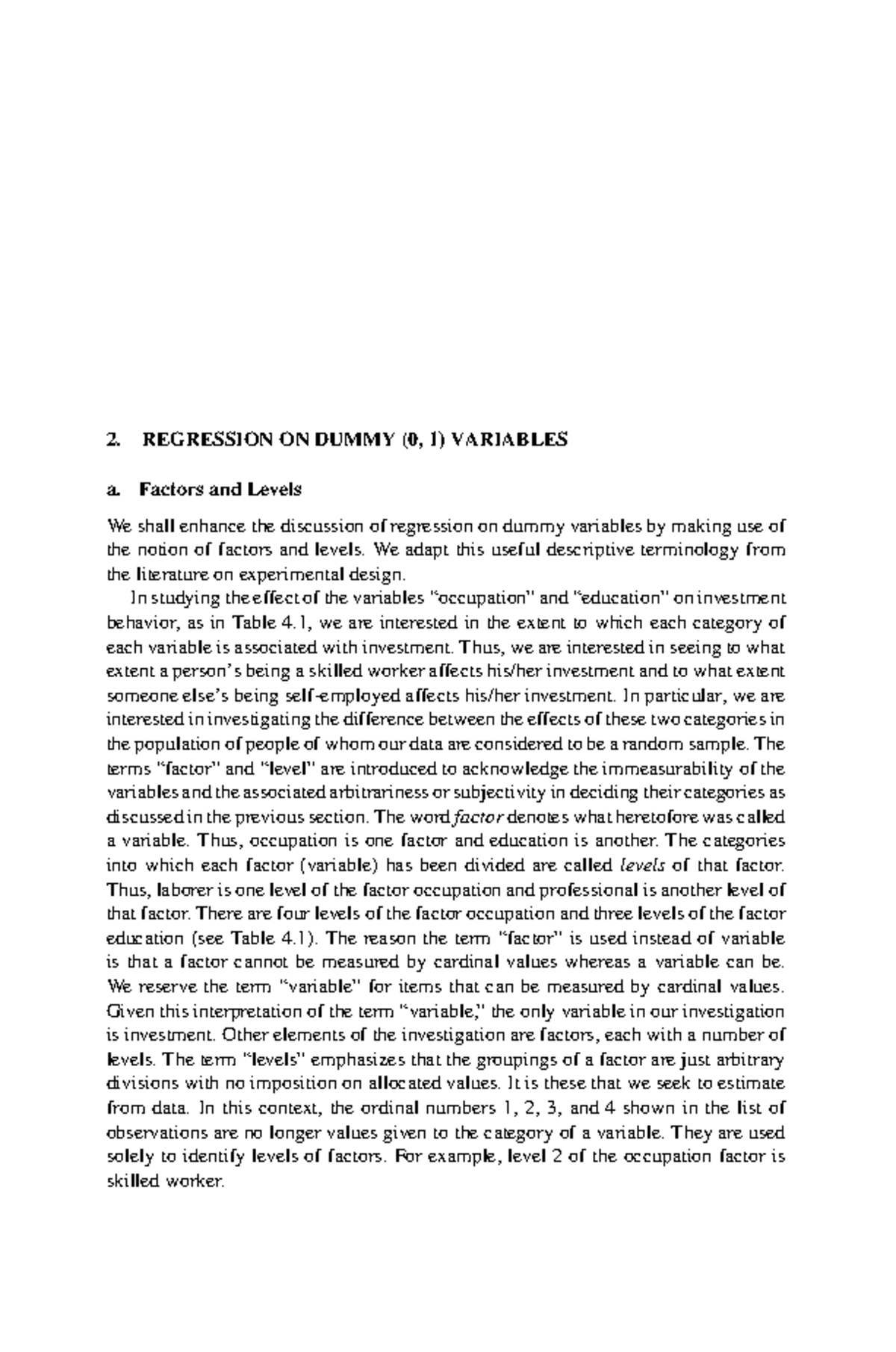 Regression With Dummy Variables 180 Introducing Linear Models