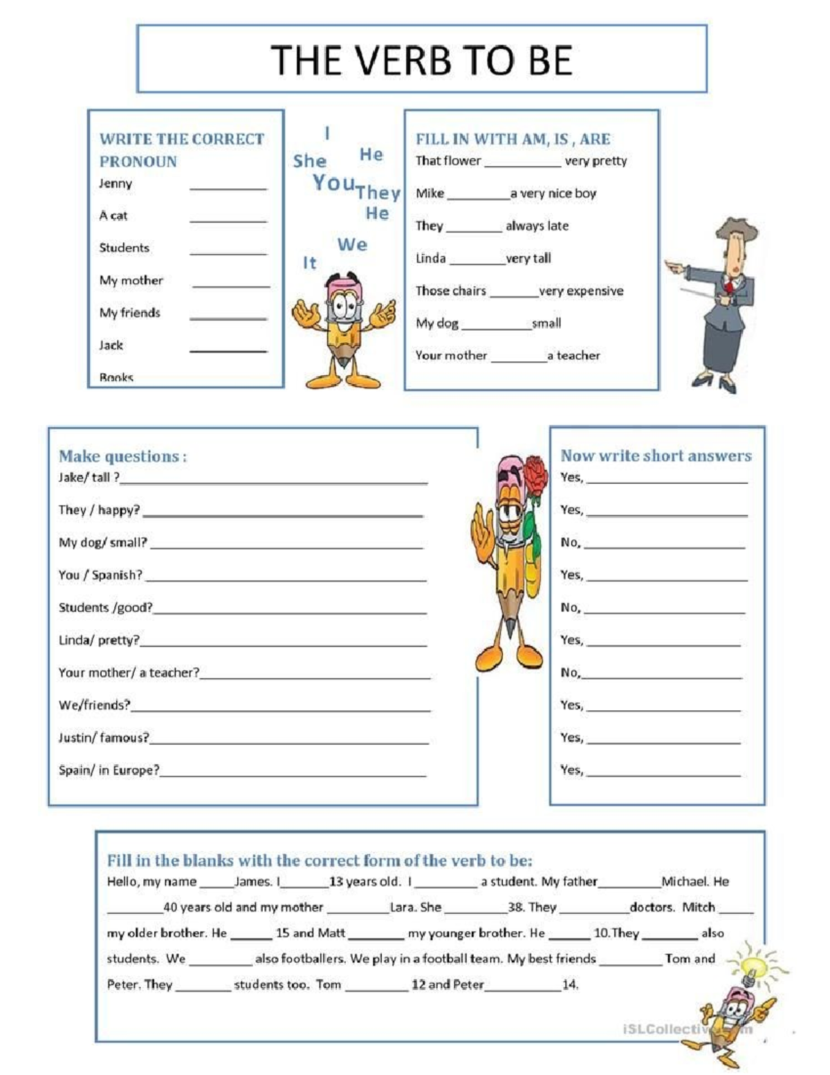 Verb-to-be - Información adicional - THE VERB TO BE WRITE THE CORRECT I ...