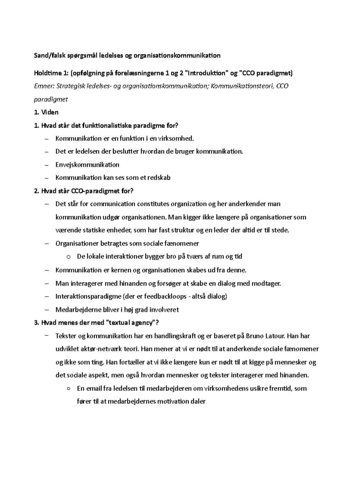 Sandt:falsk Spørgsmål Ledelse - Sand/falsk spørgsmål ledelses og ...