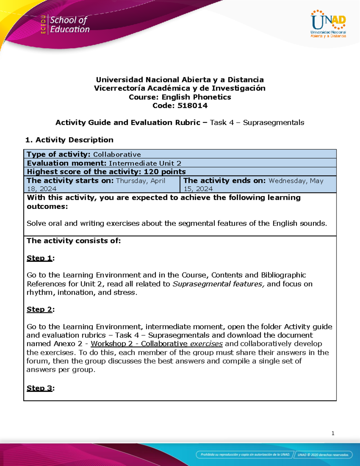 Activities guide and evaluation rubric - Unit 2- Task 4 ...