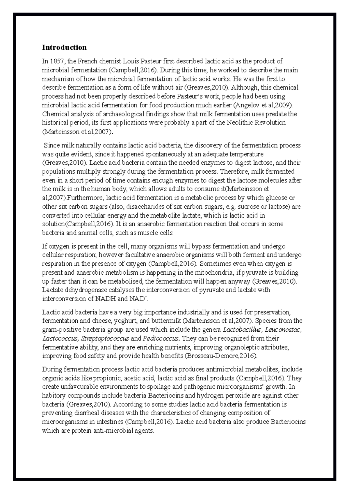 Fermentation of milk 03 - Introduction In 1857, the French chemist ...
