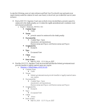 Locating and Summarizing Rules - Locate the following rules in Lexis ...