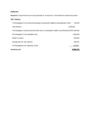 Inventory Sample Problems and Theories - Problems on Inventory 1. On ...