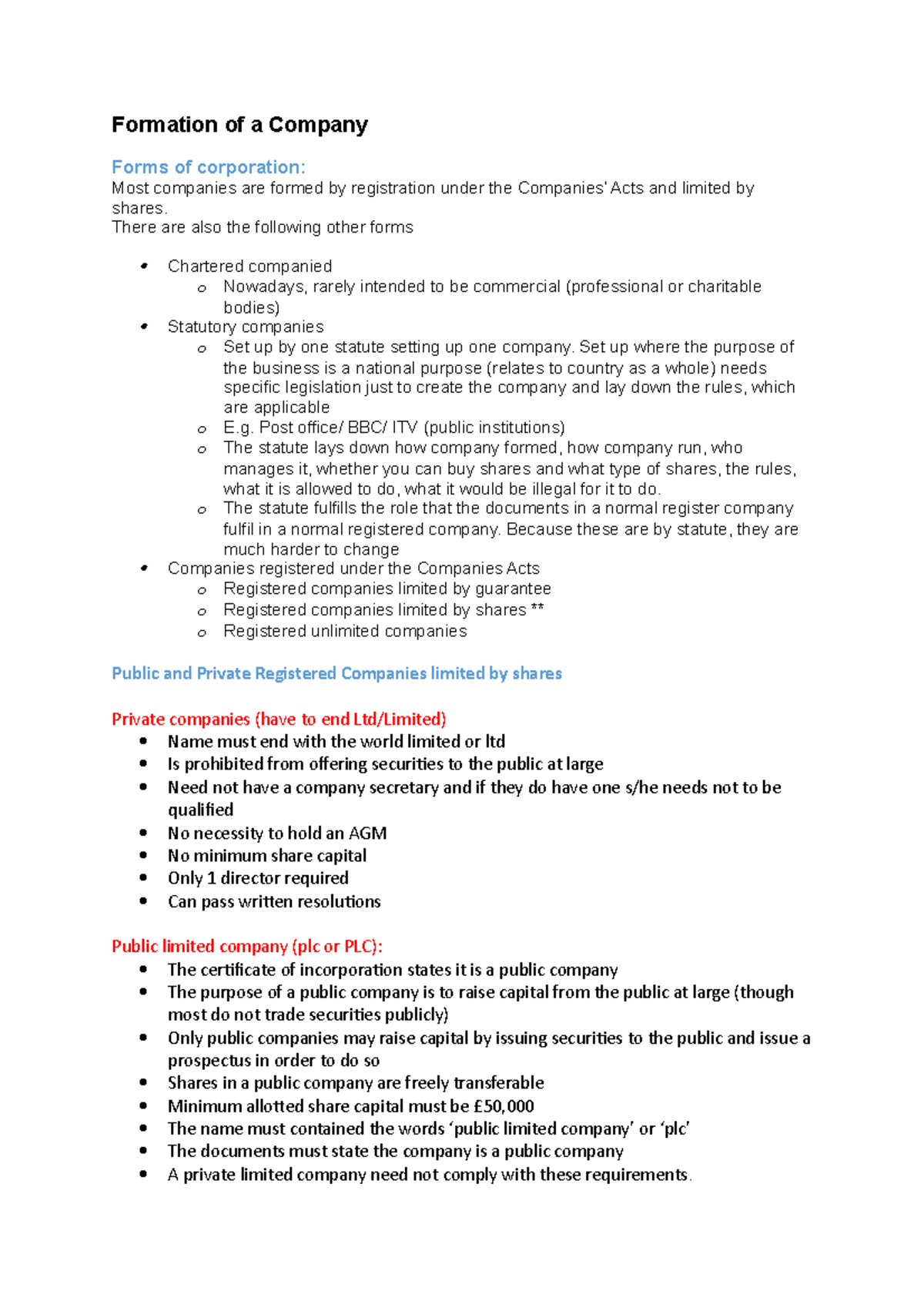 Formation of a Company - Formation of a Company Forms of corporation ...