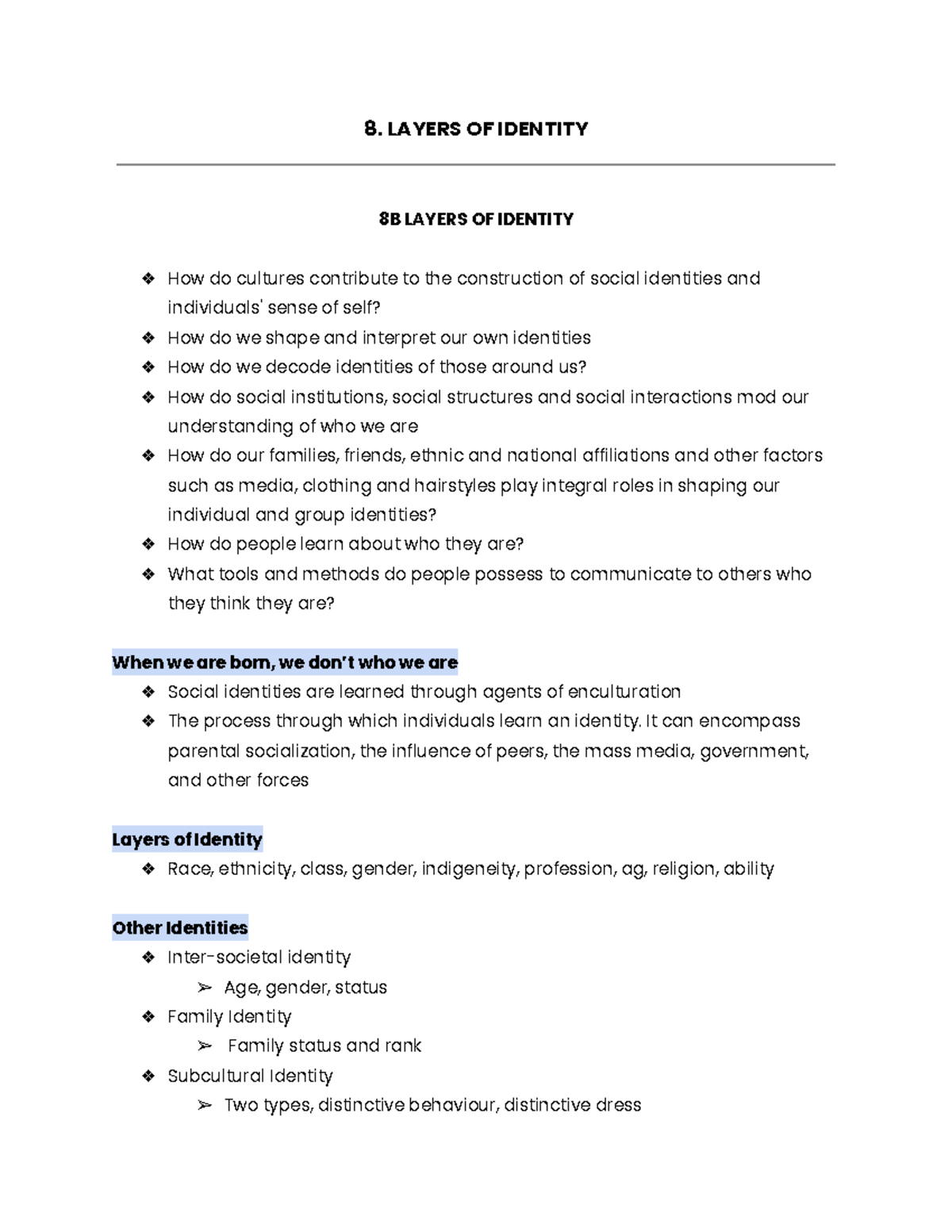 8. Layers of Identity - Lecture 8 Notes for midterm - 8. LAYERS OF ...