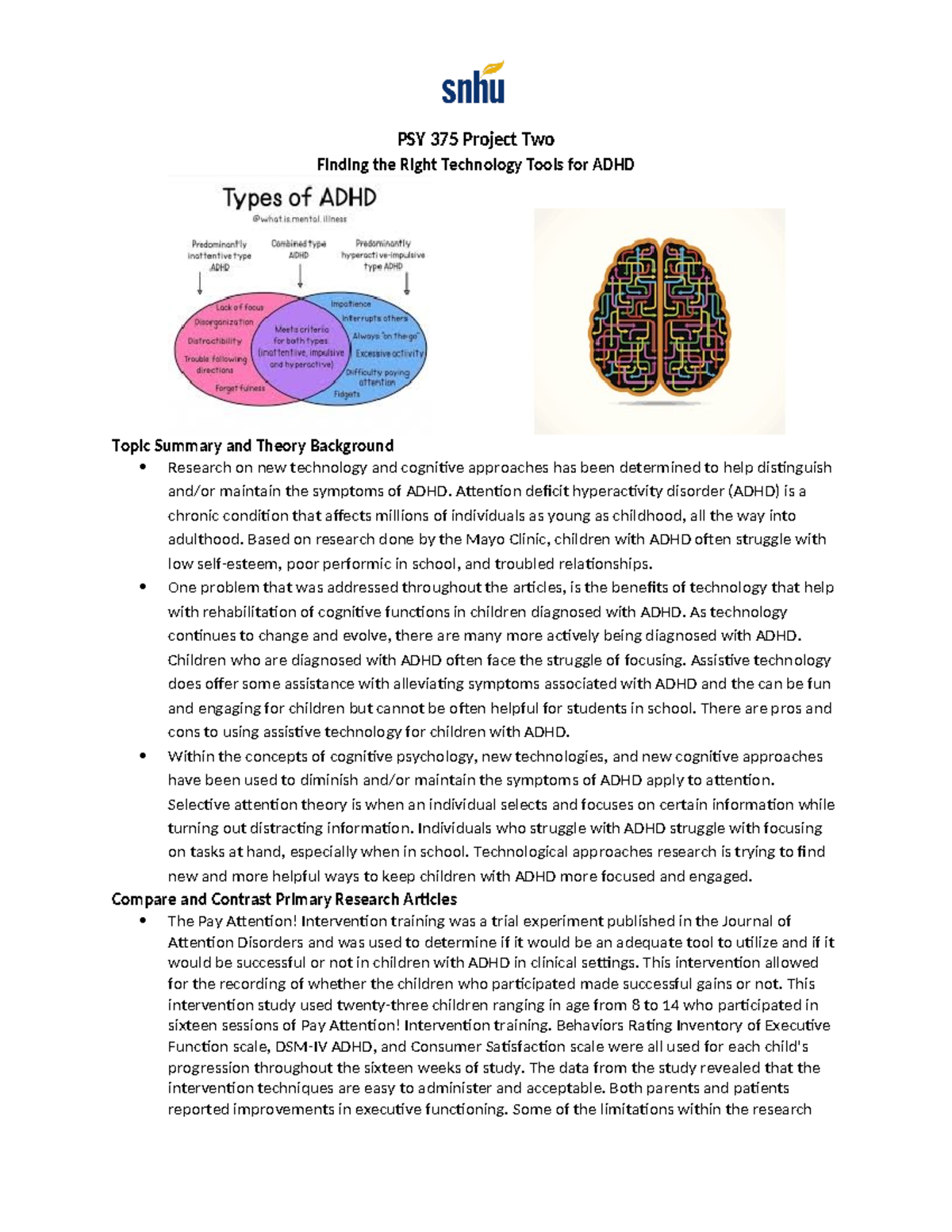 PSY 375 Project Two - Assignment - PSY 375 Project Two Finding the ...
