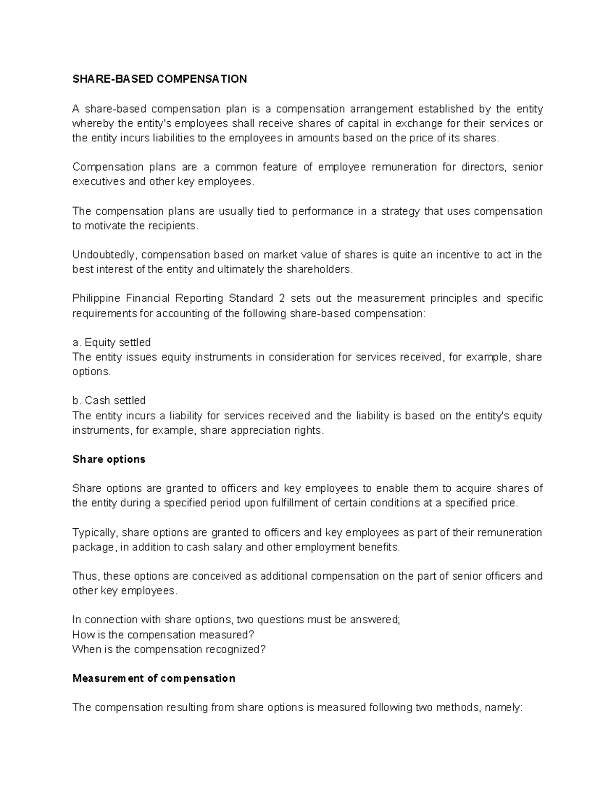 Sharebased - SHARE-BASED COMPENSATION A share-based compensation plan ...