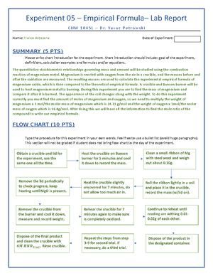 Lab Report #12 - CHM 1045 - Studocu