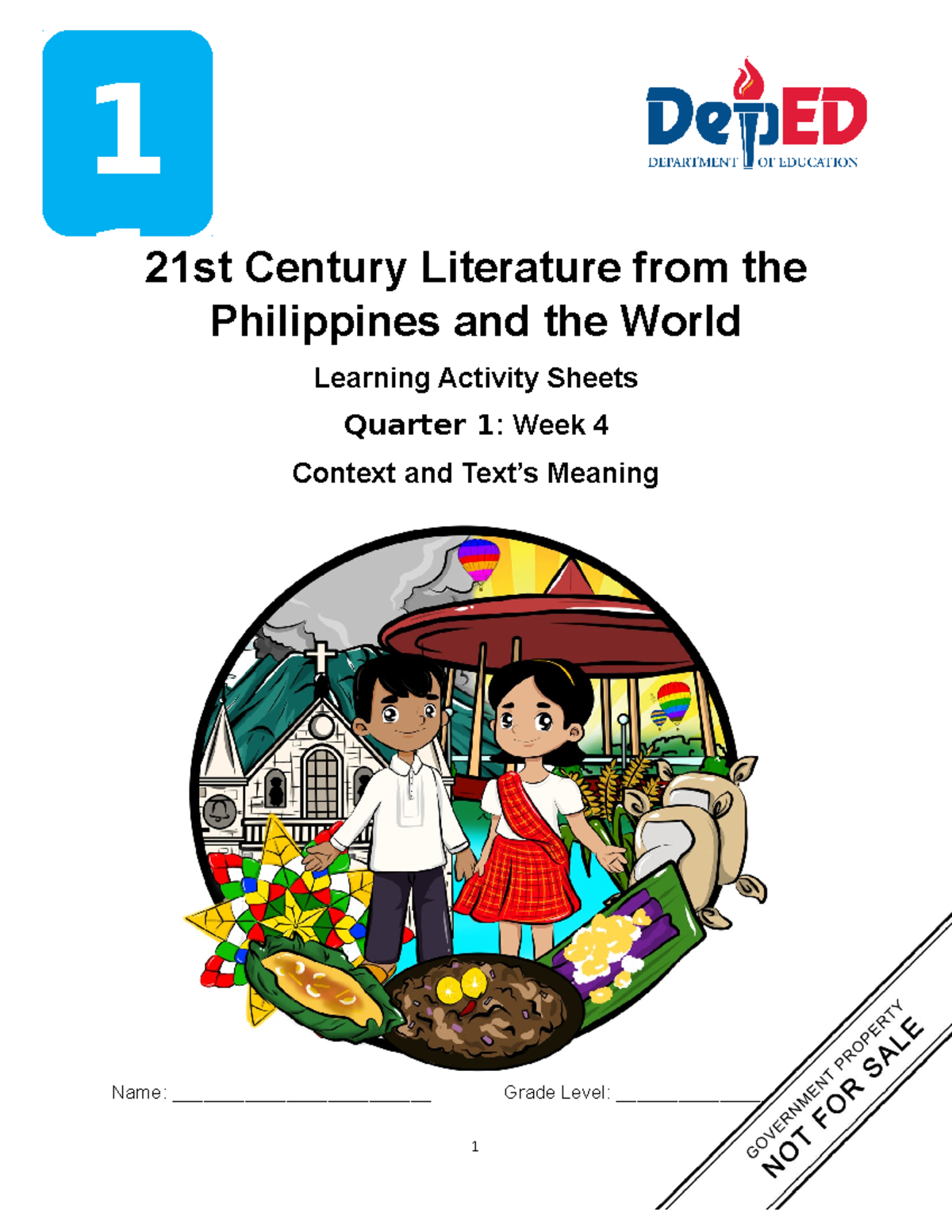 Module 4 21ST Century Literature Quarter 1 WEEK 4 - Name ...