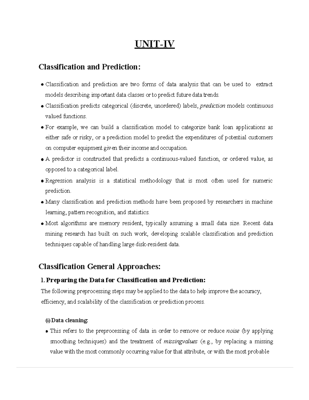 Classification and prediction of data - UNIT-IV Classification and ...