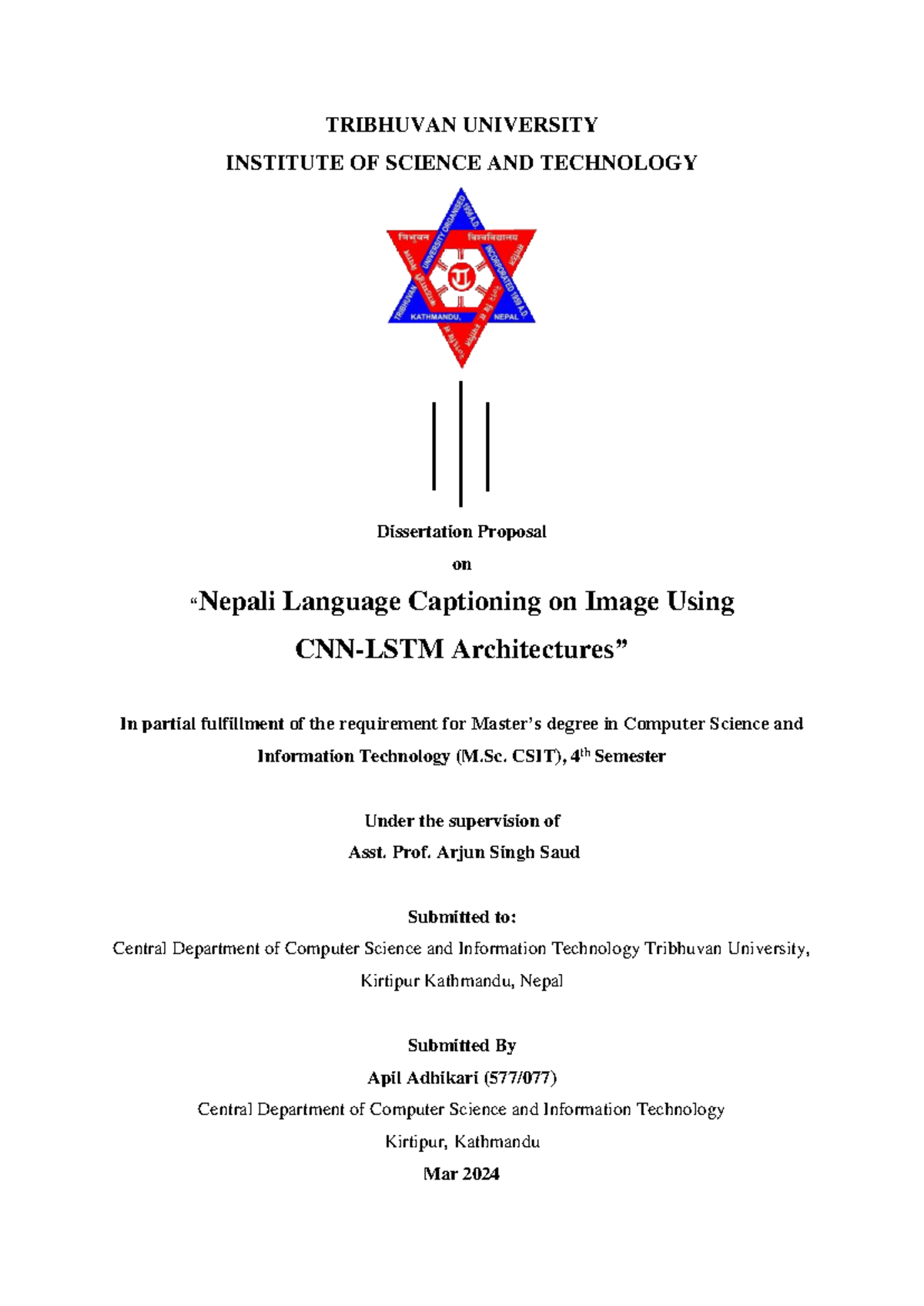 university of science and technology - TRIBHUVAN UNIVERSITY INSTITUTE ...