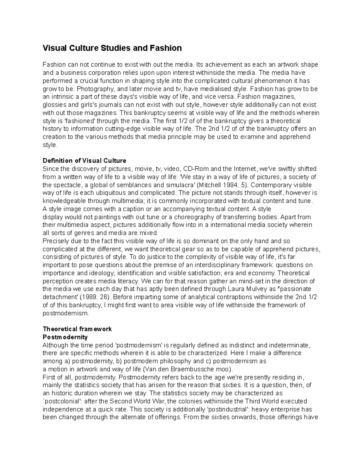 Visual Culture Studies and Fashion - Visual Culture Studies and Fashion ...