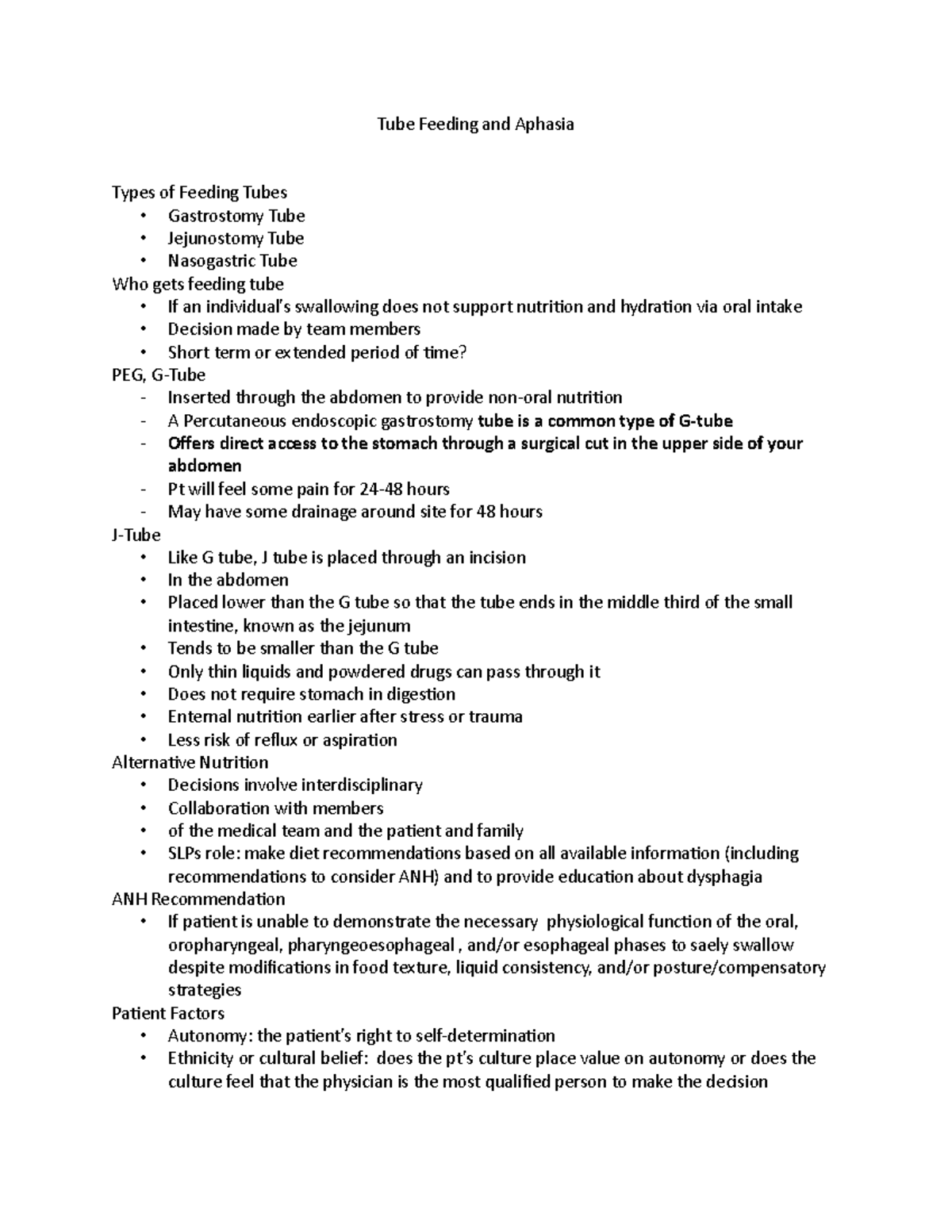 Tube Feeding and Aphasia - Tube Feeding and Aphasia Types of Feeding ...