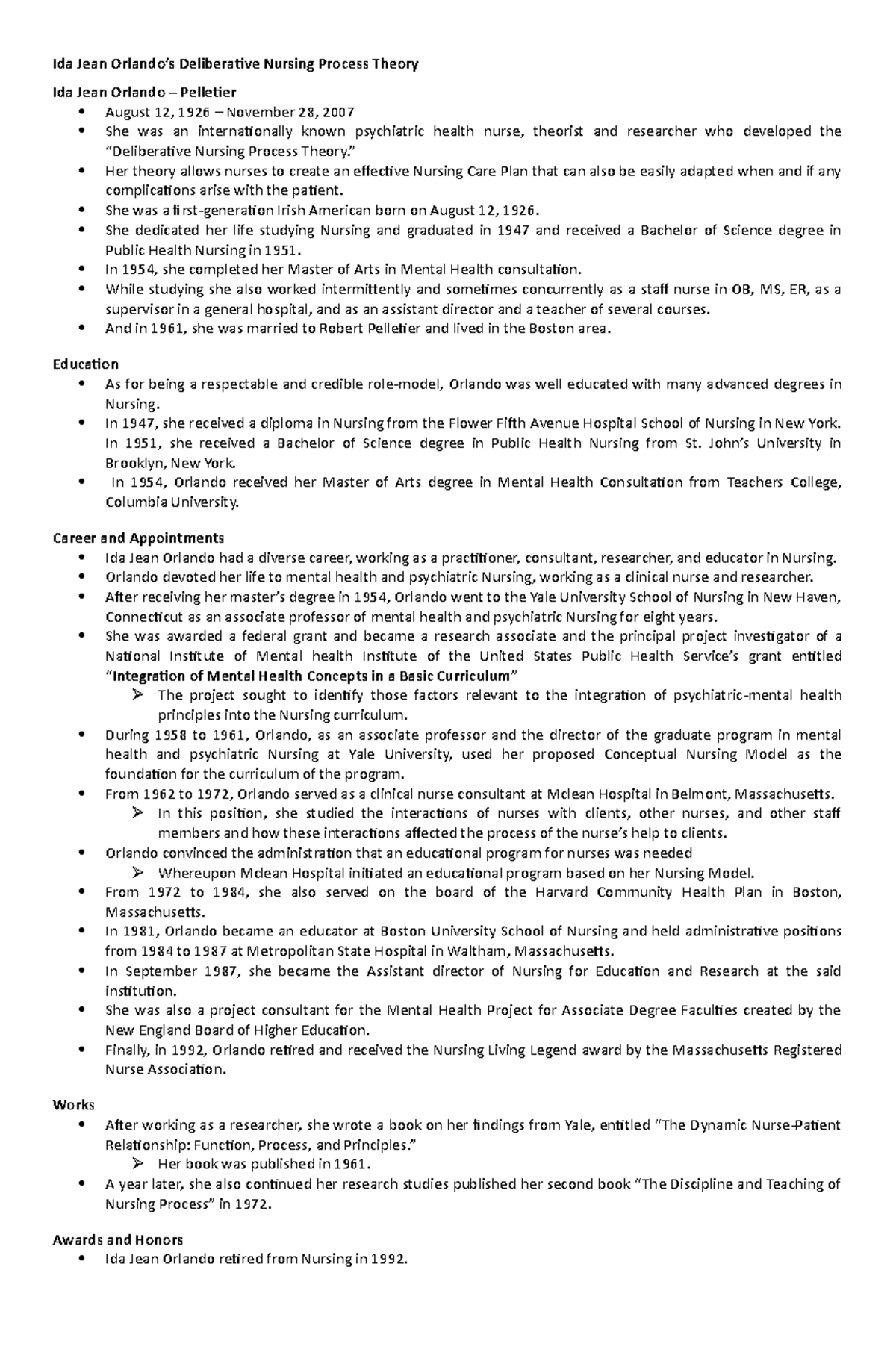 END TERM - ... - Ida Jean Orlando’s Deliberative Nursing Process Theory ...