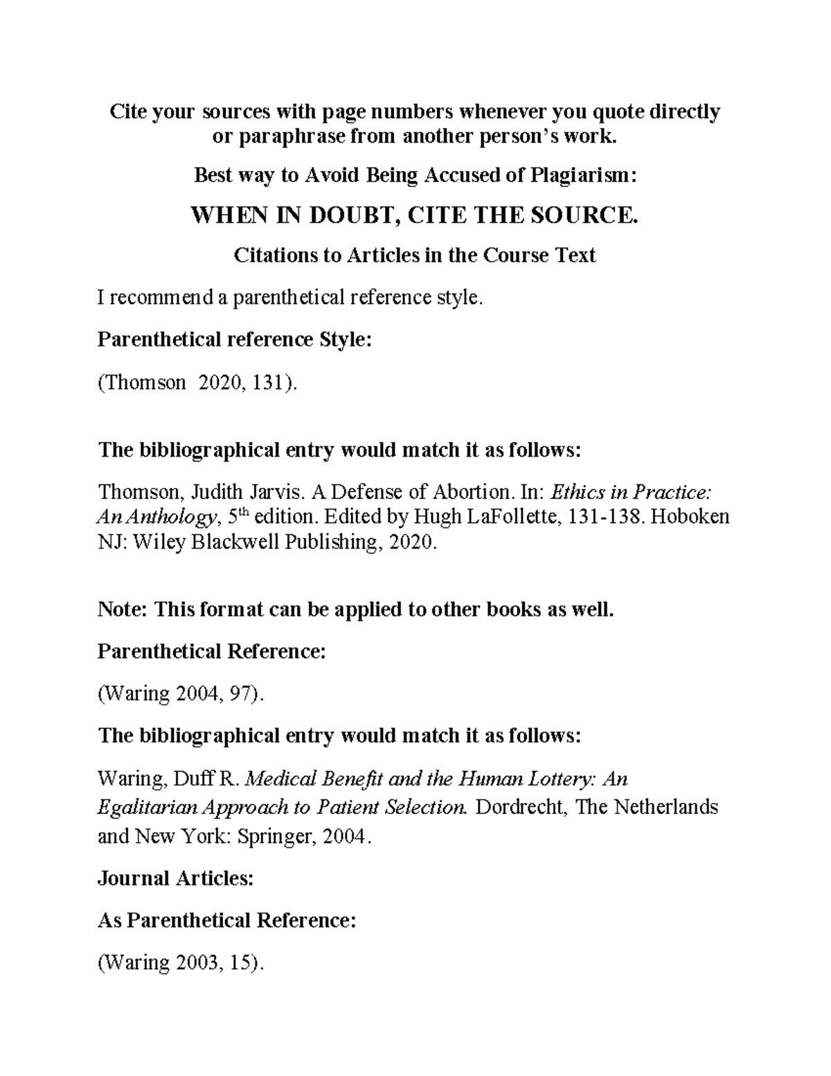 Applied Ethics Fall 2021Citing Sources - Cite your sources with page ...