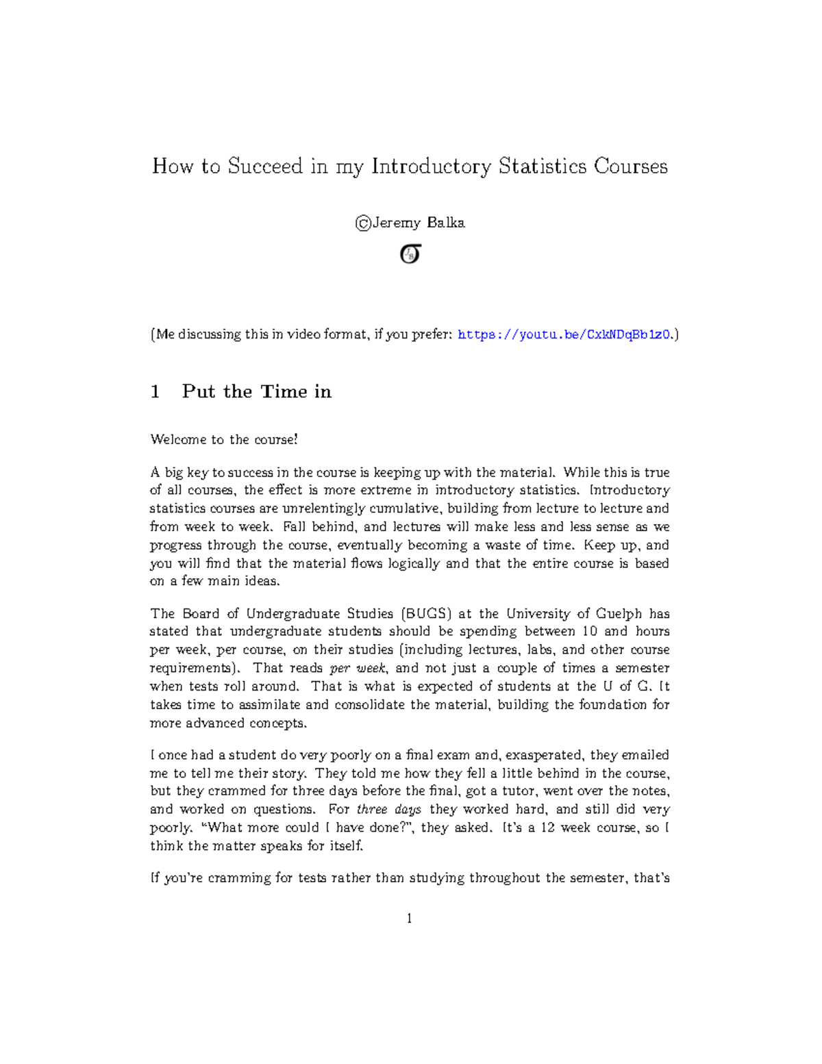 How to Succeed Intro Stats - How to Succeed in my Introductory ...