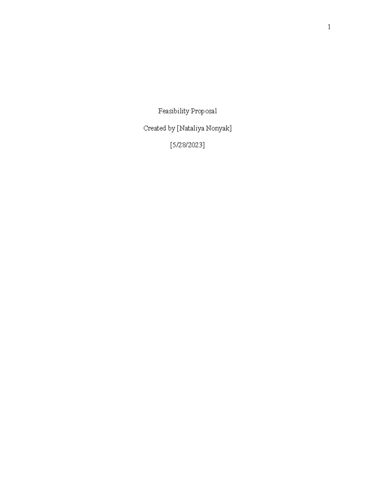 DAT 260 Project One Template - Feasibility Proposal Created by ...