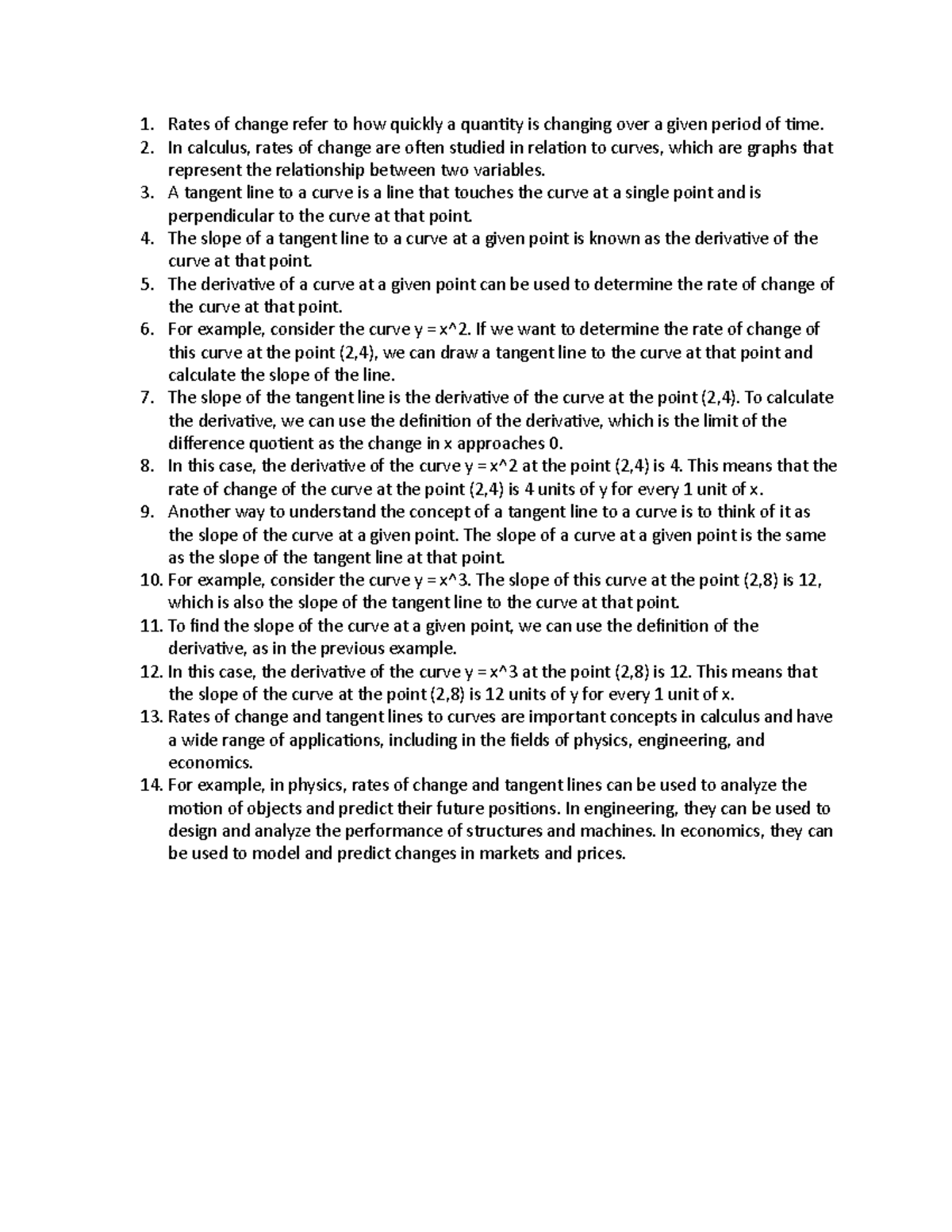 Rates of change and tangent lines - Rates of change refer to how ...