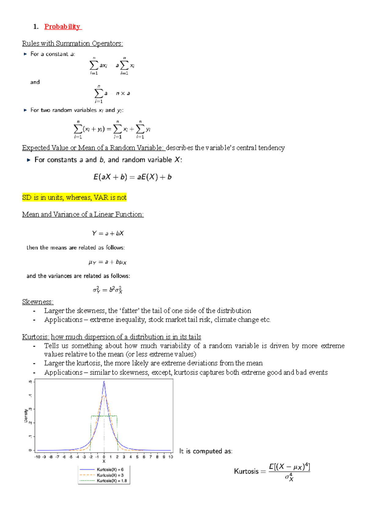 Ecom final notes 45 jack112 - 1. Probability Rules with Summation ...