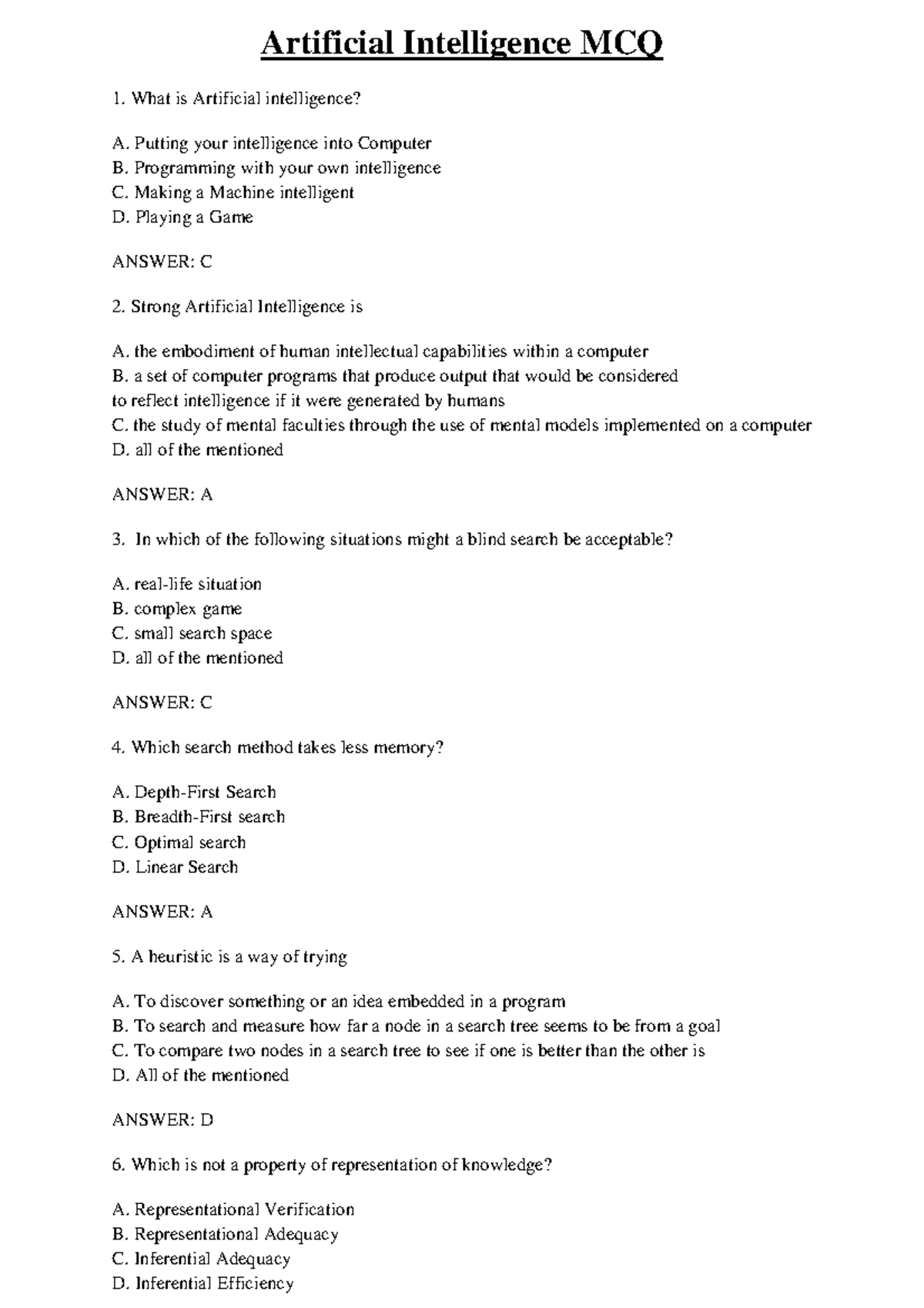 AI MCQS merged - Read and pass the exams with high marks. Solve ...